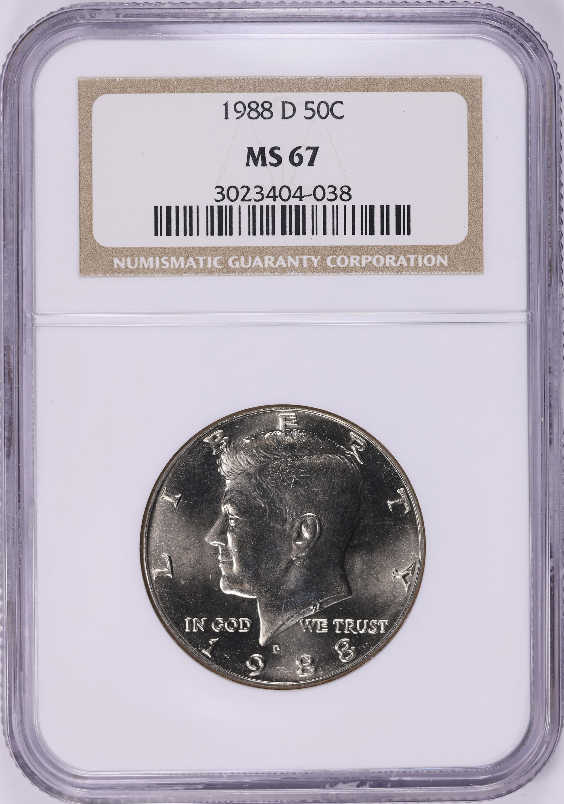 1988-D Kennedy Half Dollar NGC MS-67 (Item 1883435) | GreatCollections Coin Auctions