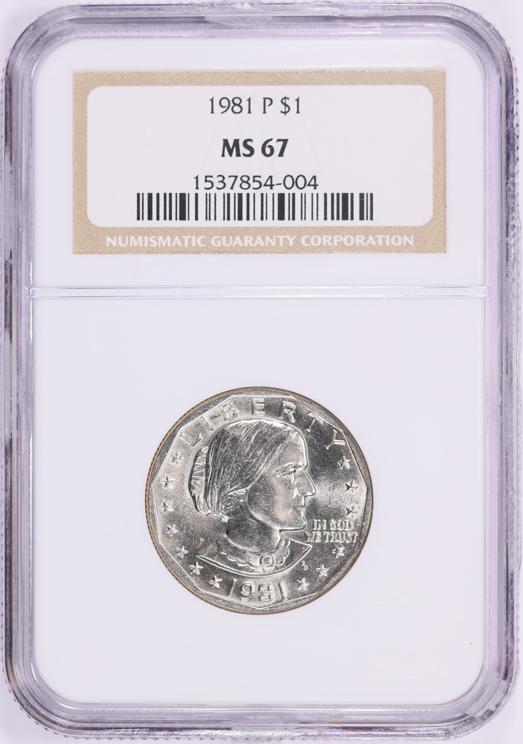 1981-P Susan B. Anthony Dollar NGC MS-67 (Item 1883450) | GreatCollections Coin Auctions