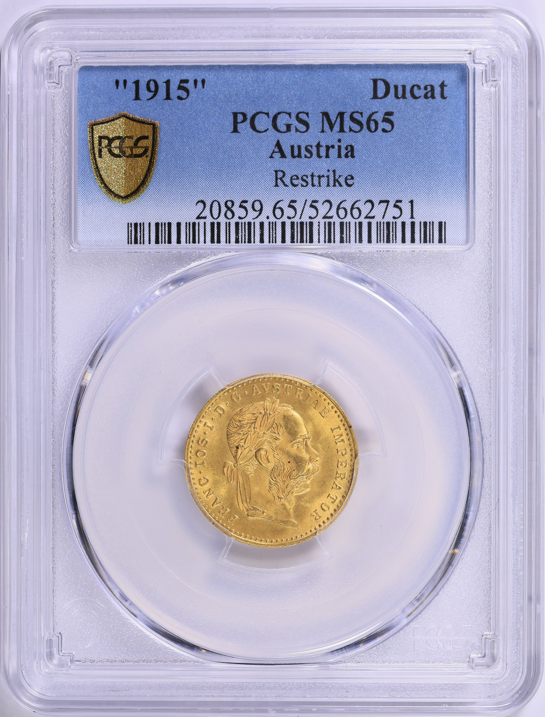 Austria 1915 Gold Ducat Restrike KM-2267 PCGS MS-65 (AGW = 0.1107 Oz.) (Item 1883560 ...