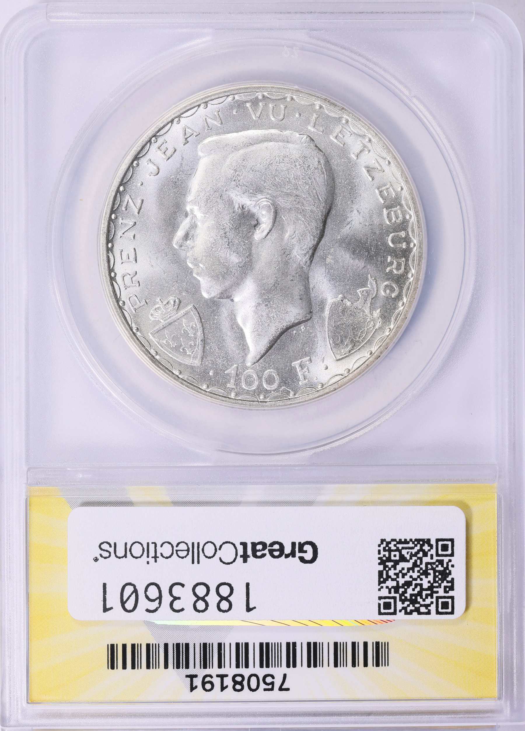 Luxembourg 1946 Silver 100 Francs 600th Anniversary of John the Blind ...