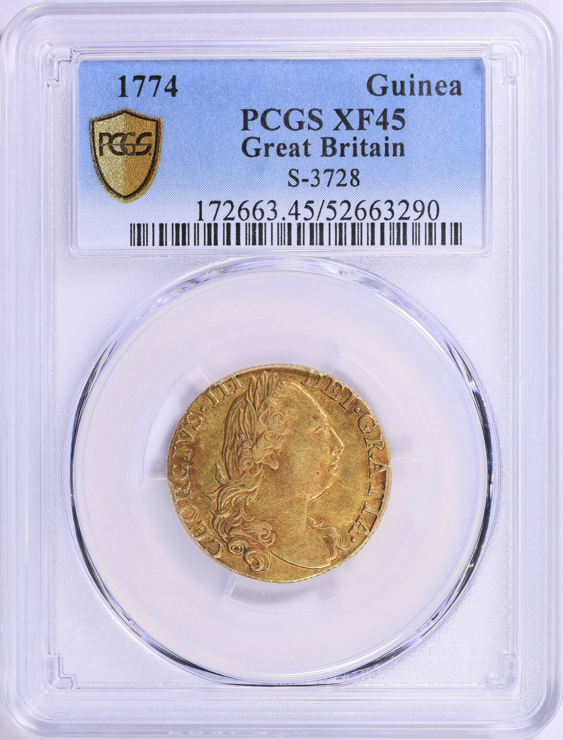 Great Britain 1774 Gold Guinea KM-604 PCGS XF-45 (AGW = 0.2476 oz ...
