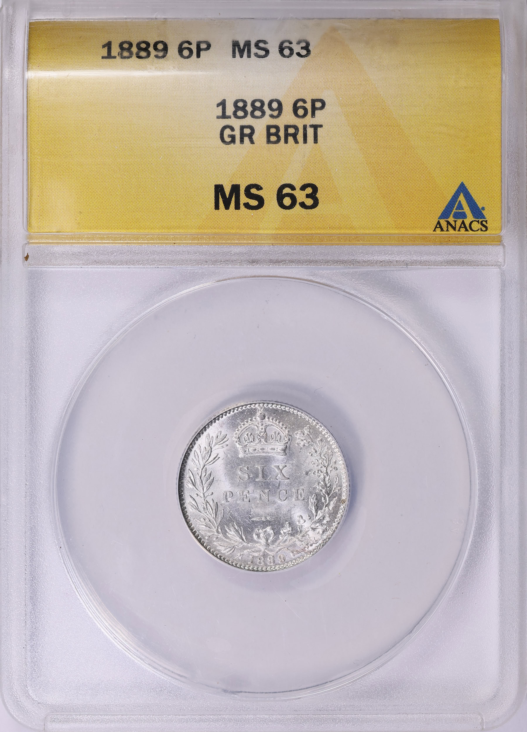 Great Britain 1889 Silver 6 Pence KM-760 ANACS MS-63 (Item 1883672 ...