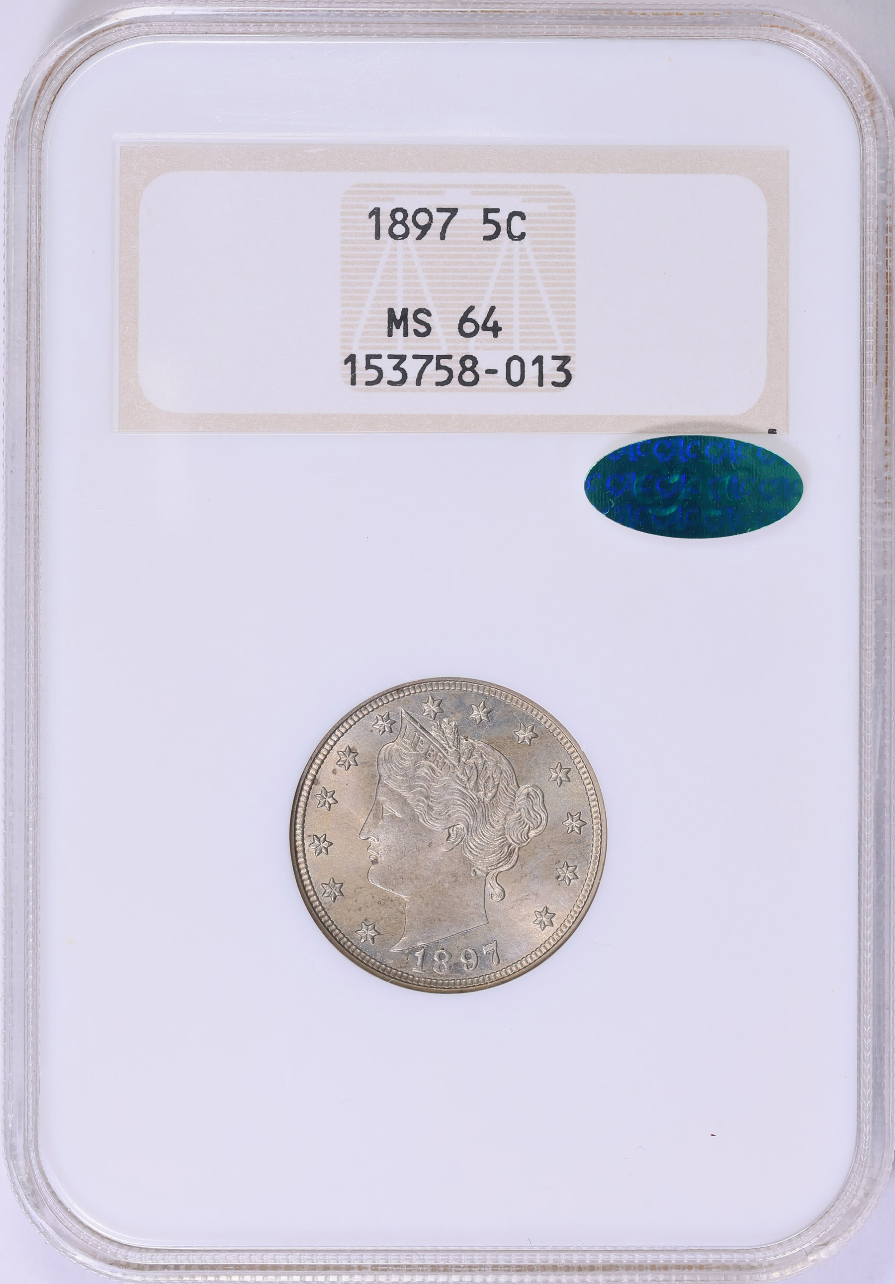 1897 Liberty Nickel NGC MS-64 (CAC Green) (Toned) OH (Item 1883860 ...