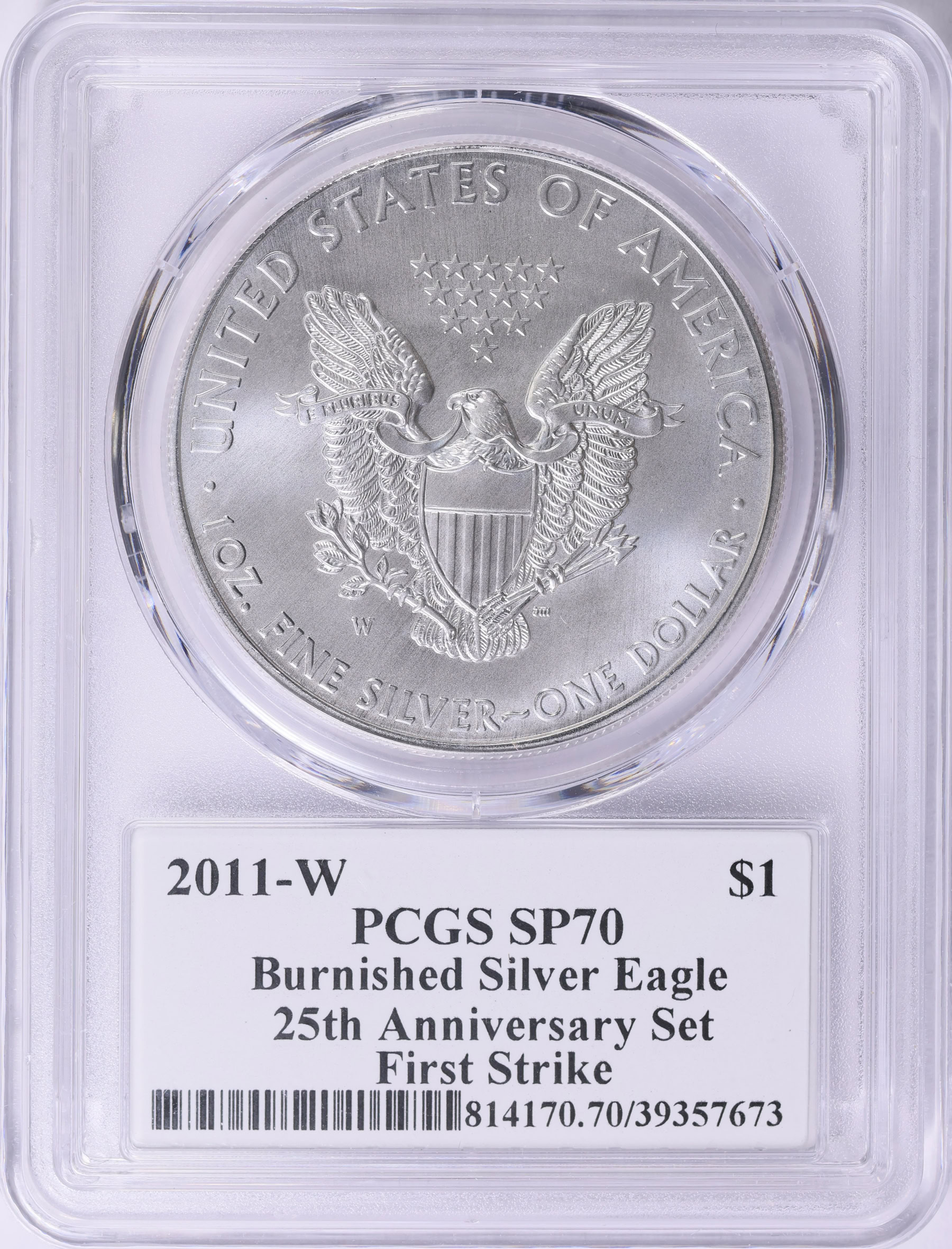 2011-W $1 Silver Eagle Burnished 25th Anniversary Set First Strike PCGS SP-70 (Thomas S ...