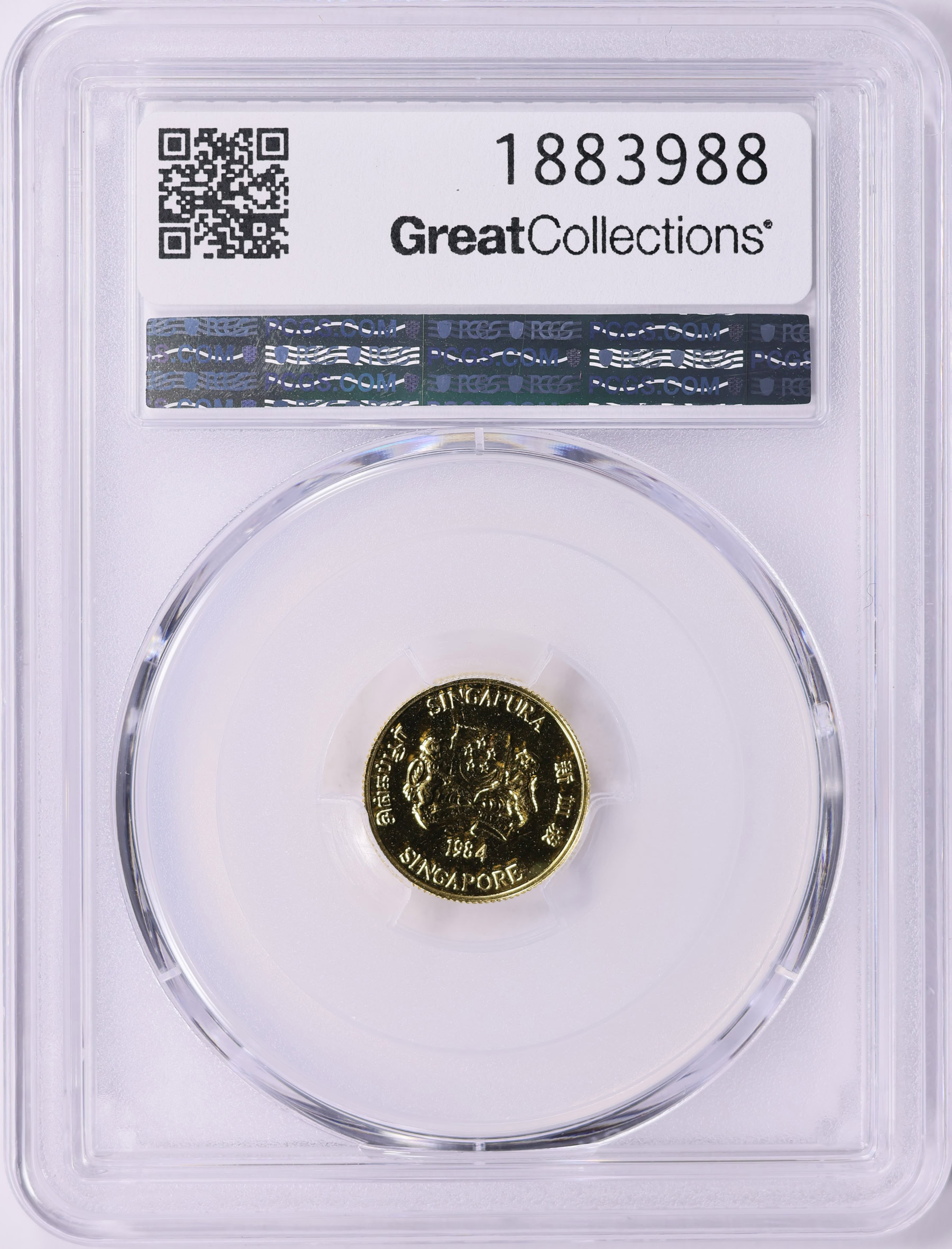 Singapore 1984 Gold Dollar Carp KM-28 PCGS MS-65 (AGW = 0.0999 oz ...