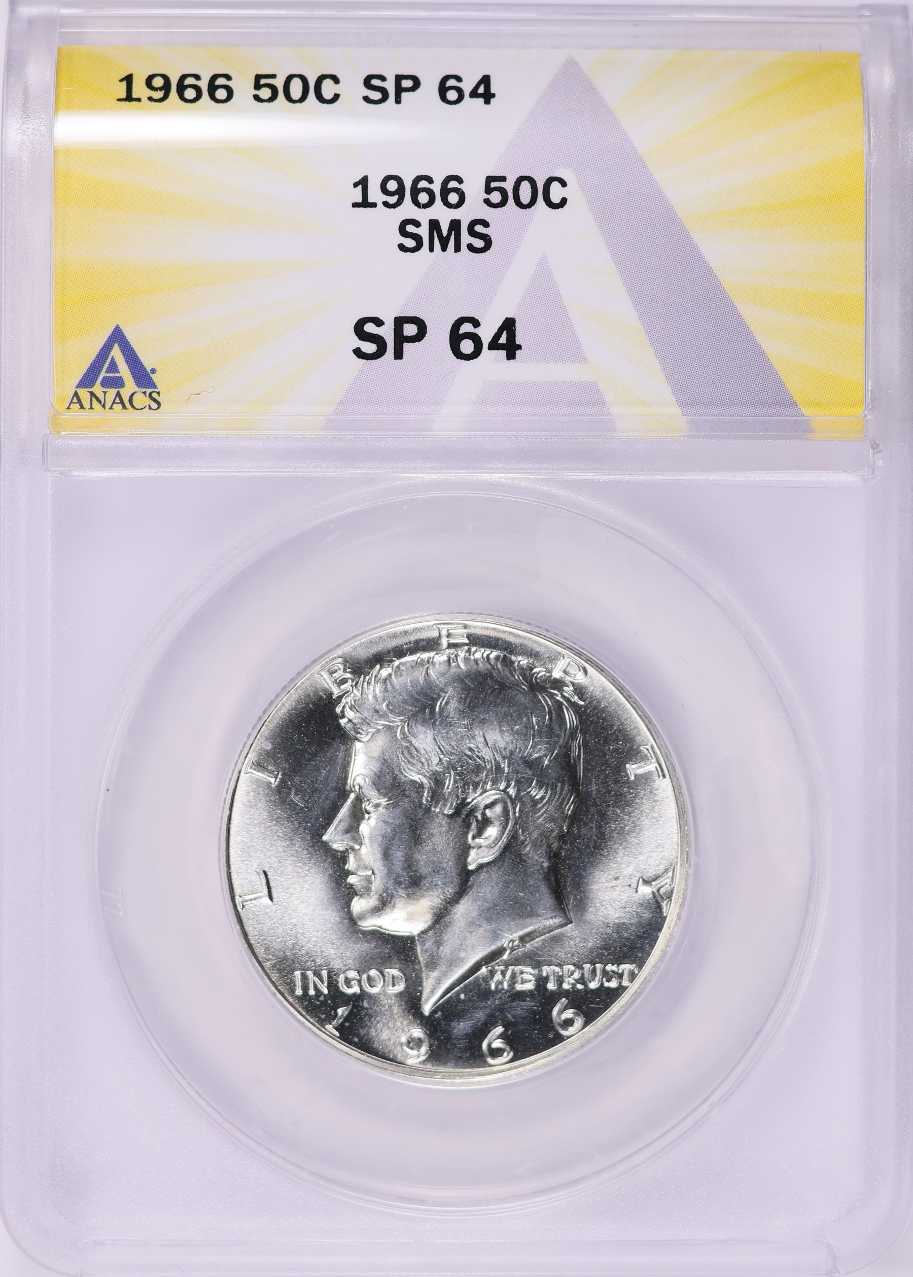 1966 Kennedy Half Dollar SMS ANACS SP-64 (Item 1884396) | GreatCollections Coin Auctions