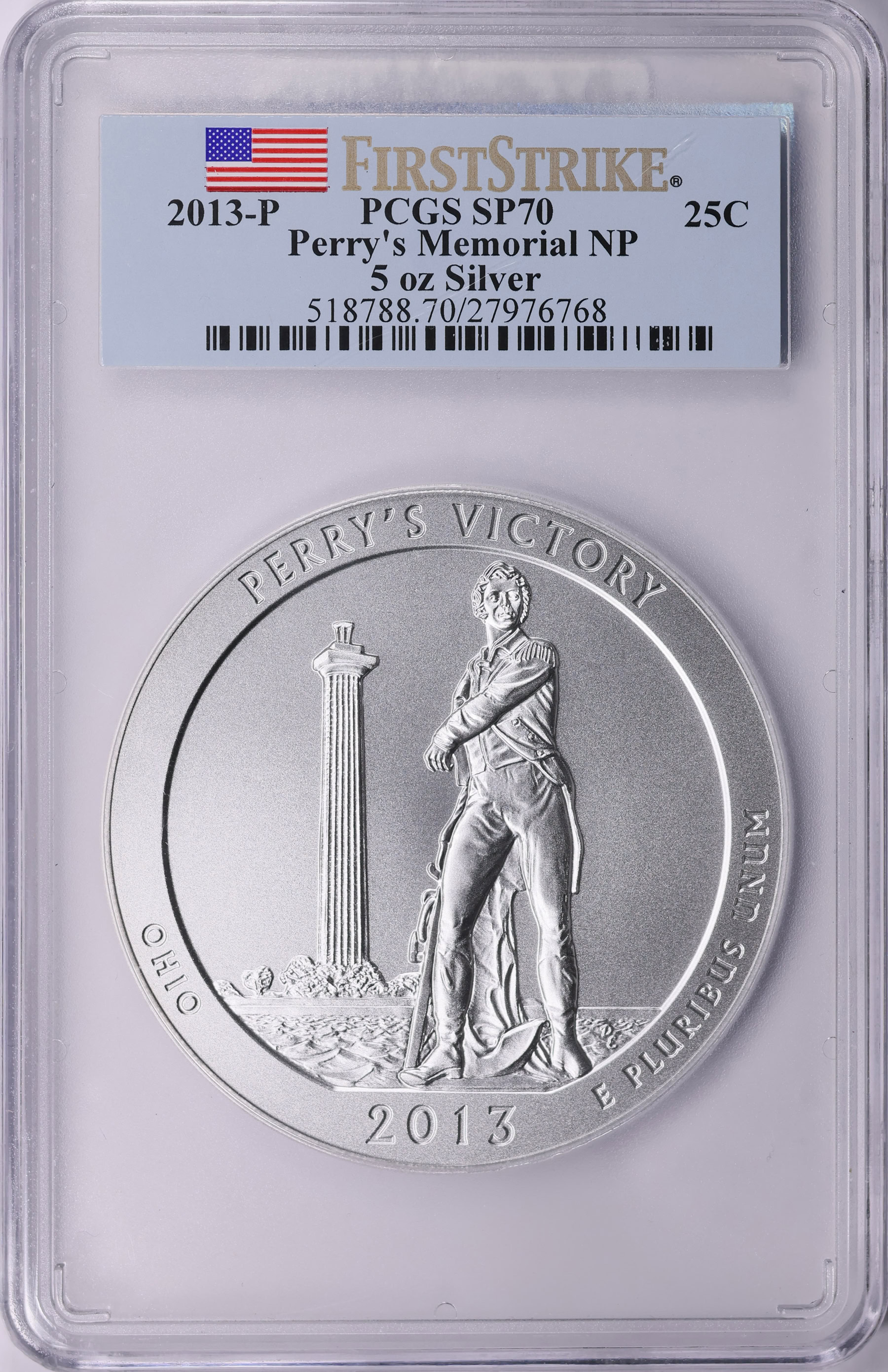 2013-P America the Beautiful 5 oz. Silver Quarter Perrys Memorial NP ...
