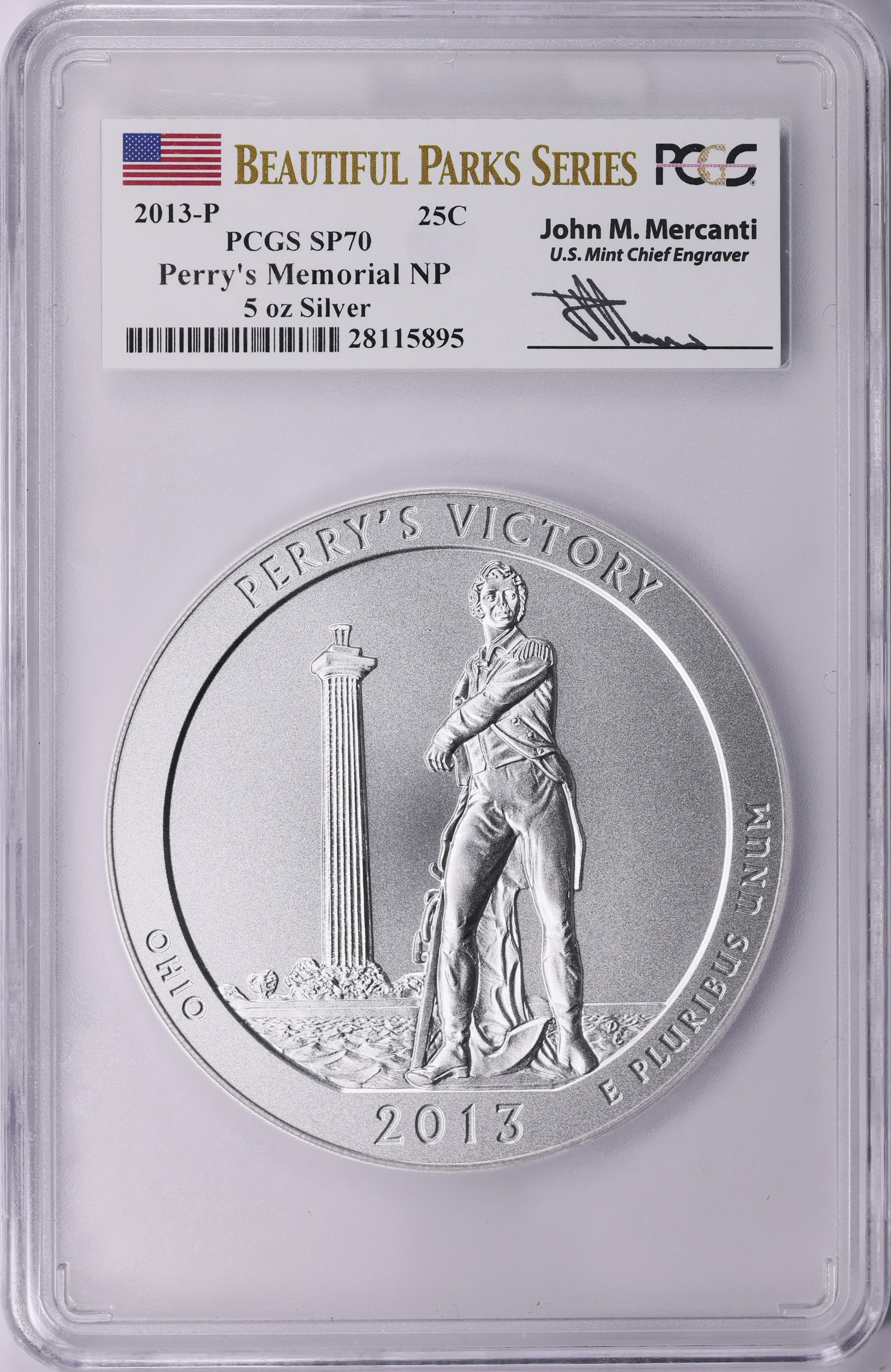 2013-P America the Beautiful 5 oz. Silver Quarter Perrys Memorial NP ...