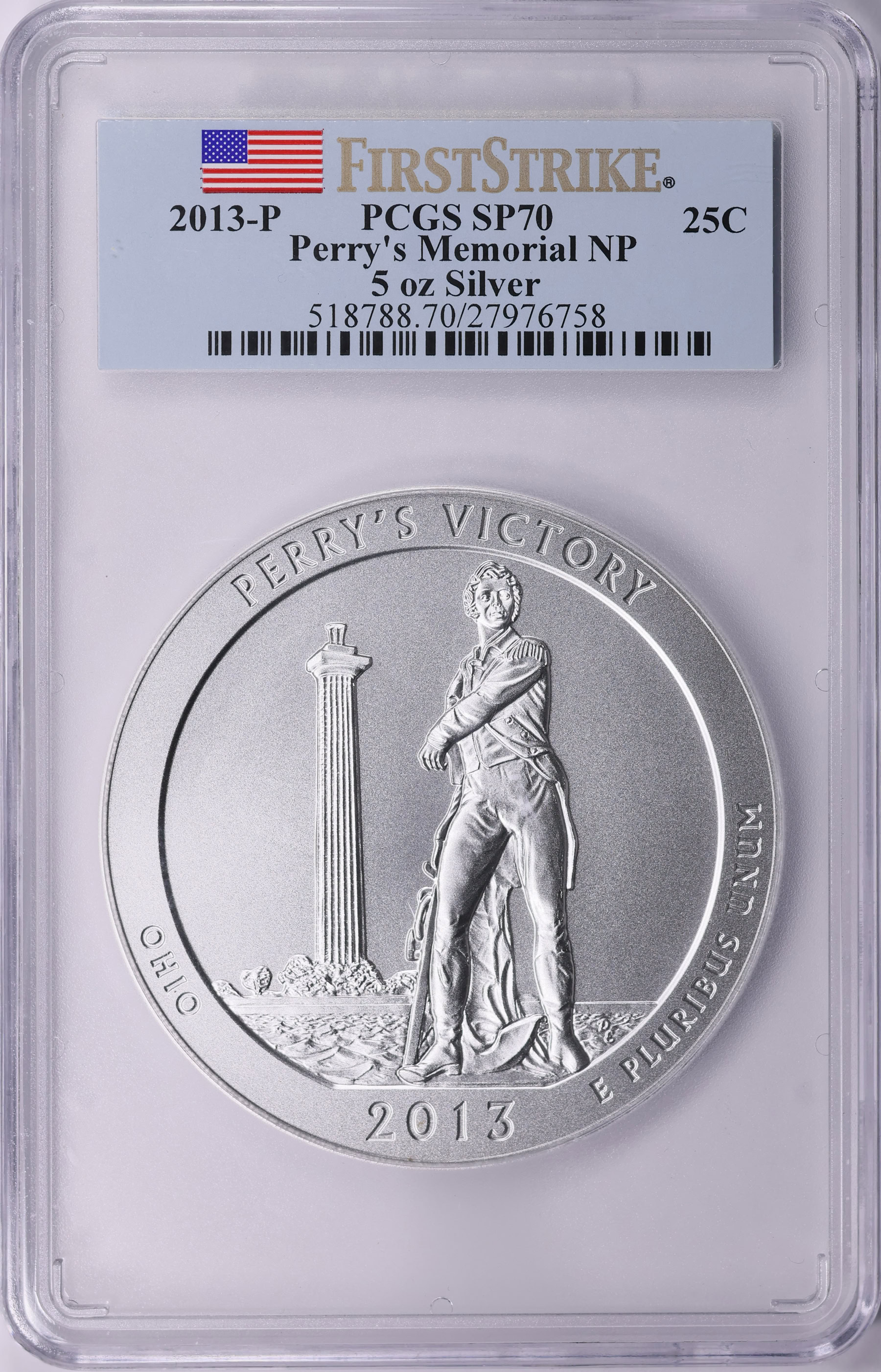 2013-P America the Beautiful 5 oz. Silver Quarter Perrys Memorial NP ...