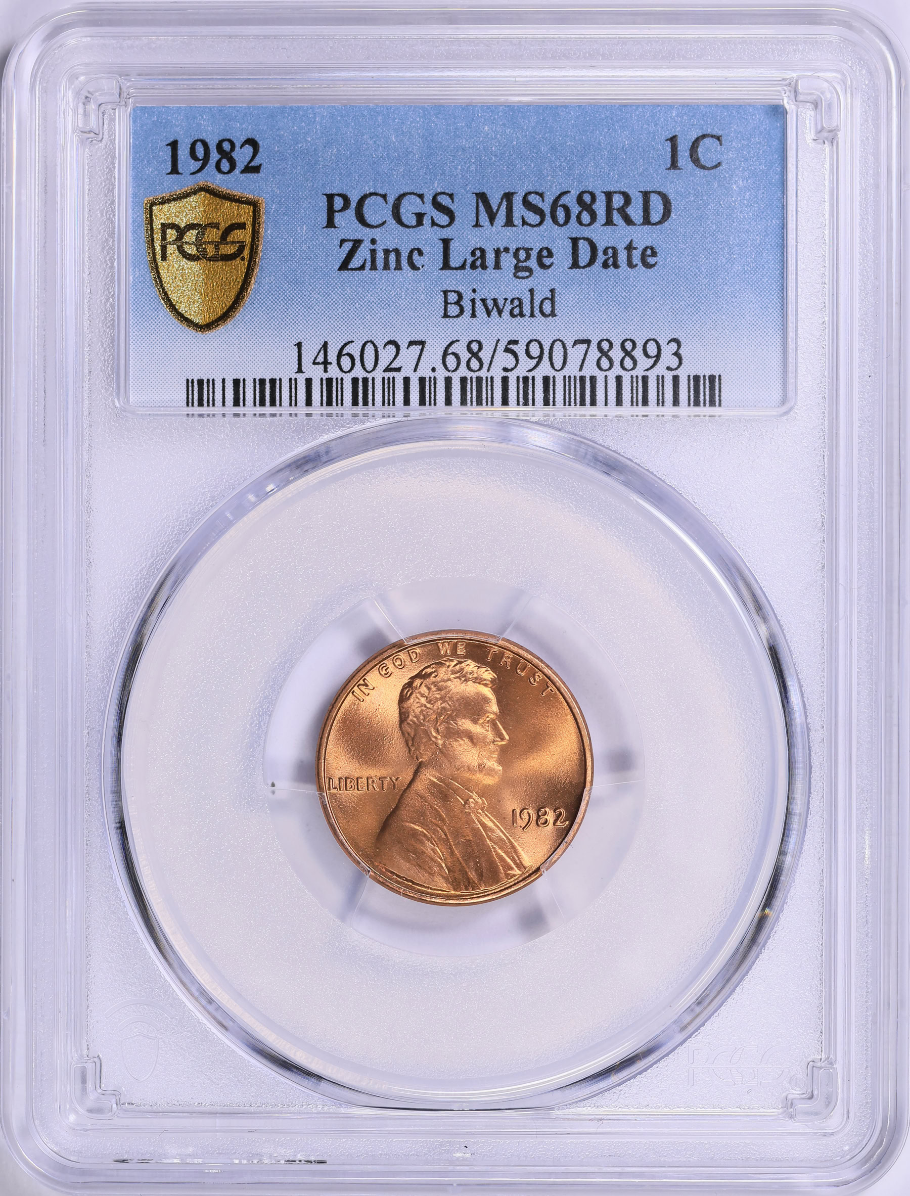 1982 Lincoln Cent Zinc Large Date PCGS MS-68 RD (Biwald Collection ...