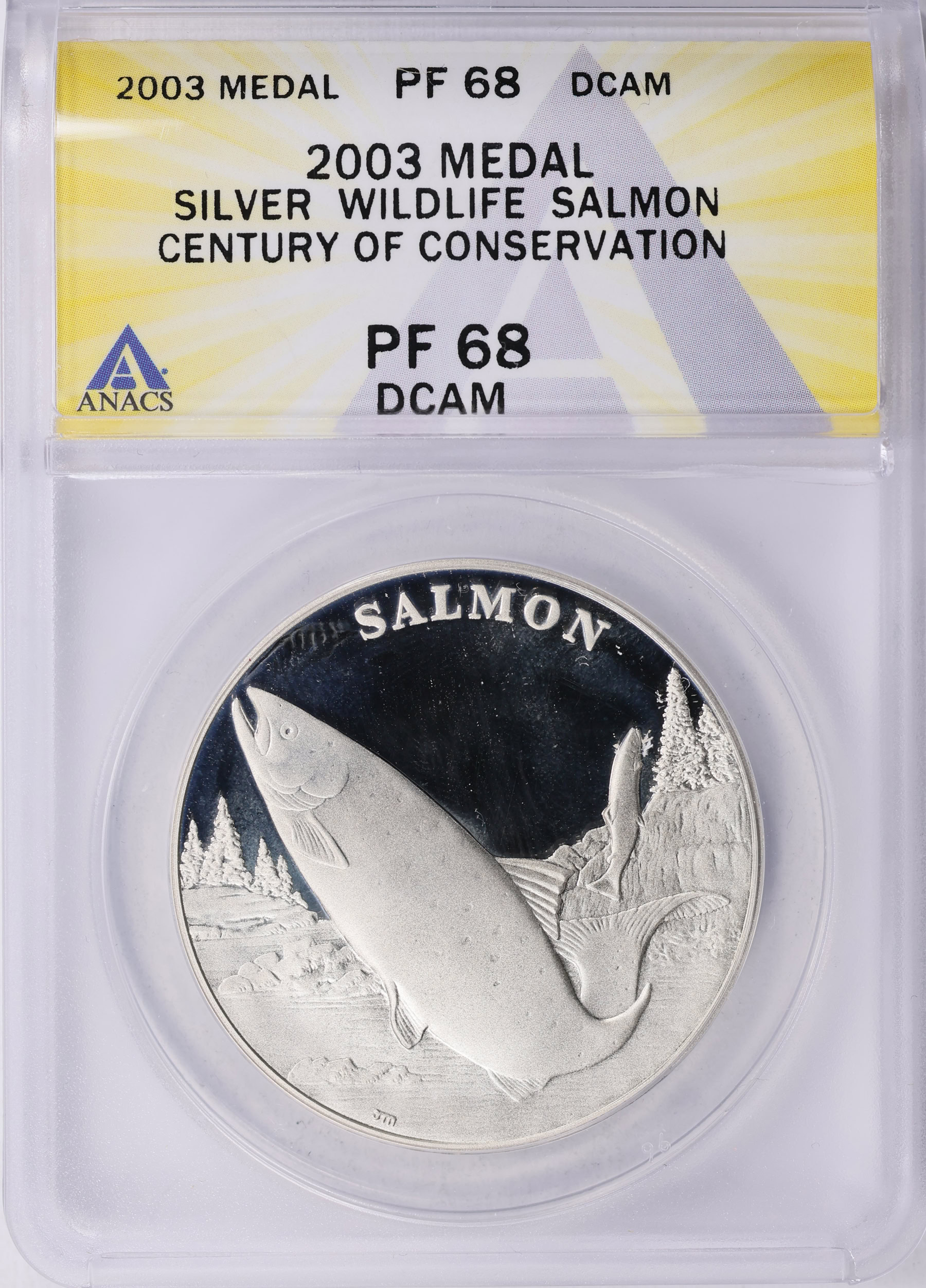 2003 National Wildlife Refuge Salmon Silver U.S. Mint Medal ANACS Proof ...