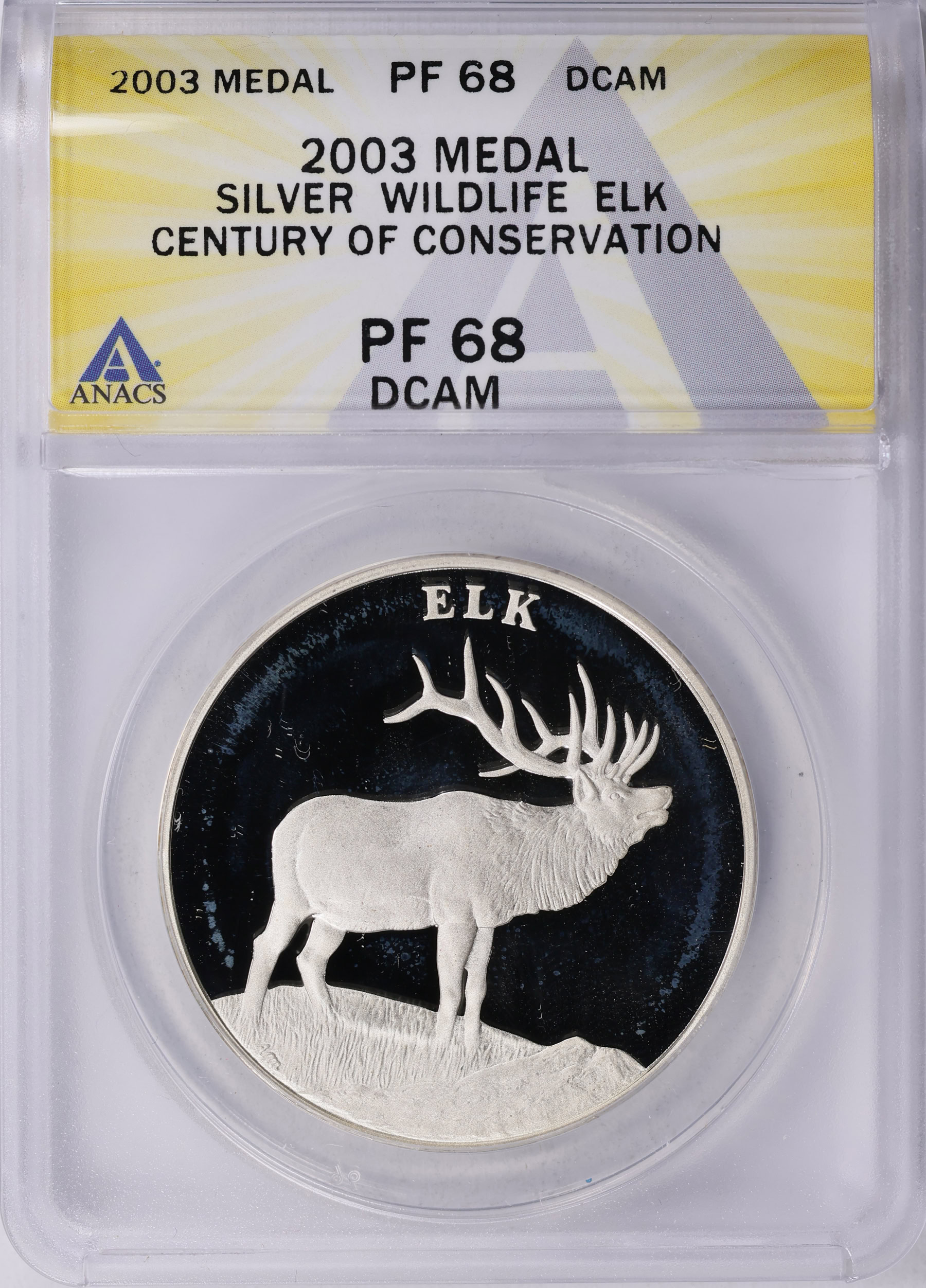 2003 National Wildlife Refuge Elk Silver U.S. Mint MedalANACS Proof-68 ...