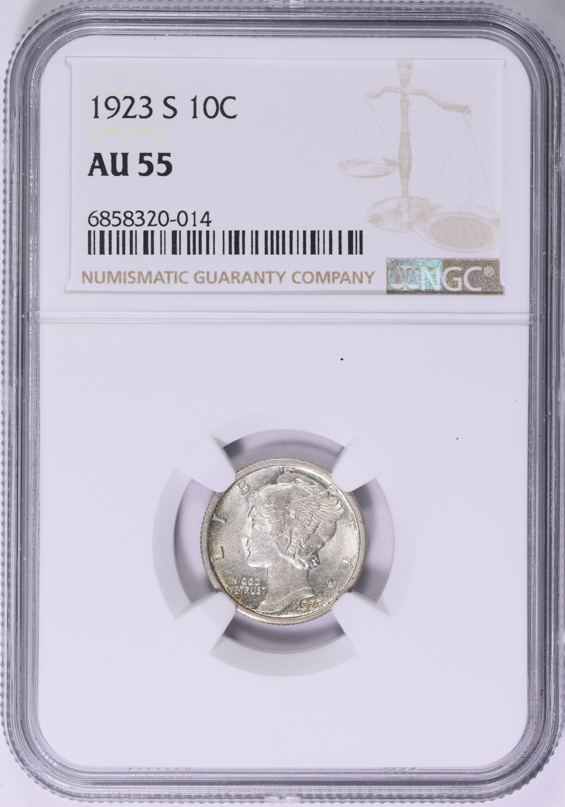 1923-S Mercury Dime NGC AU-55 (Item 1884751) | GreatCollections Coin ...