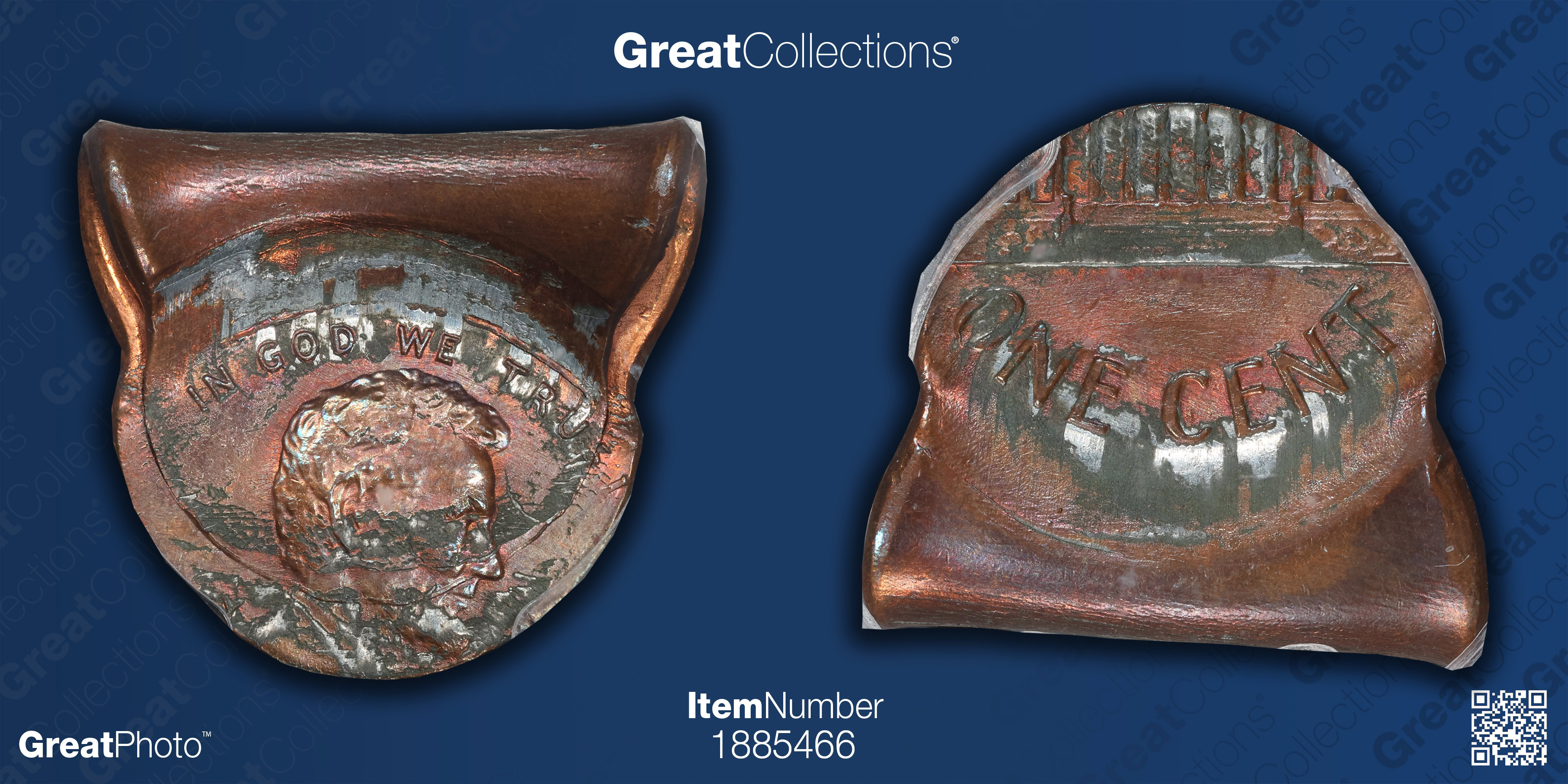 Mint Error (1982-2008) Lincoln Cent Foldover Strike PCGS MS-63 BN ...