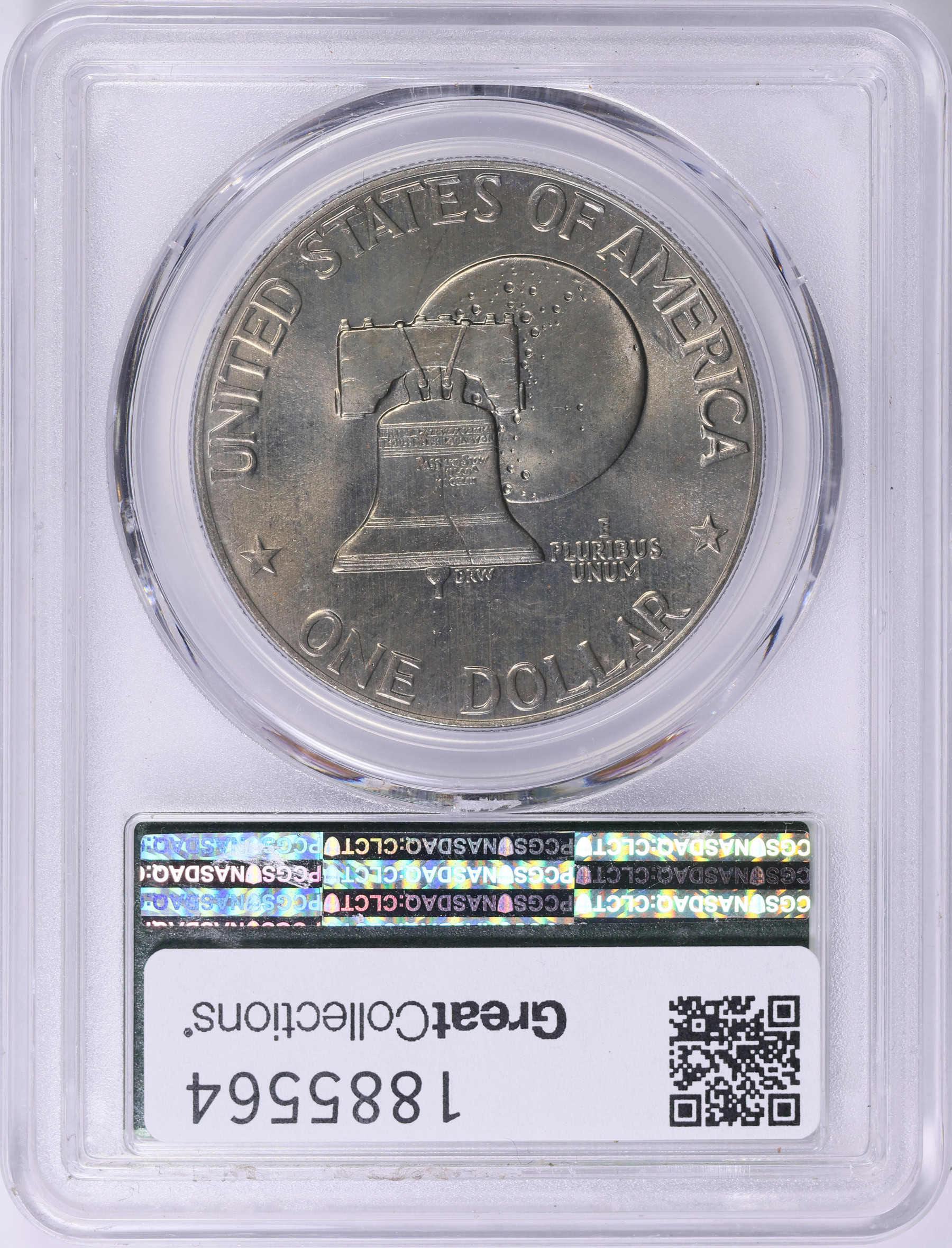 1976-D Eisenhower Dollar Type 2 PCGS MS-66+ (CAC Green) (Toned) (OGH 30th Anniversary Label ...