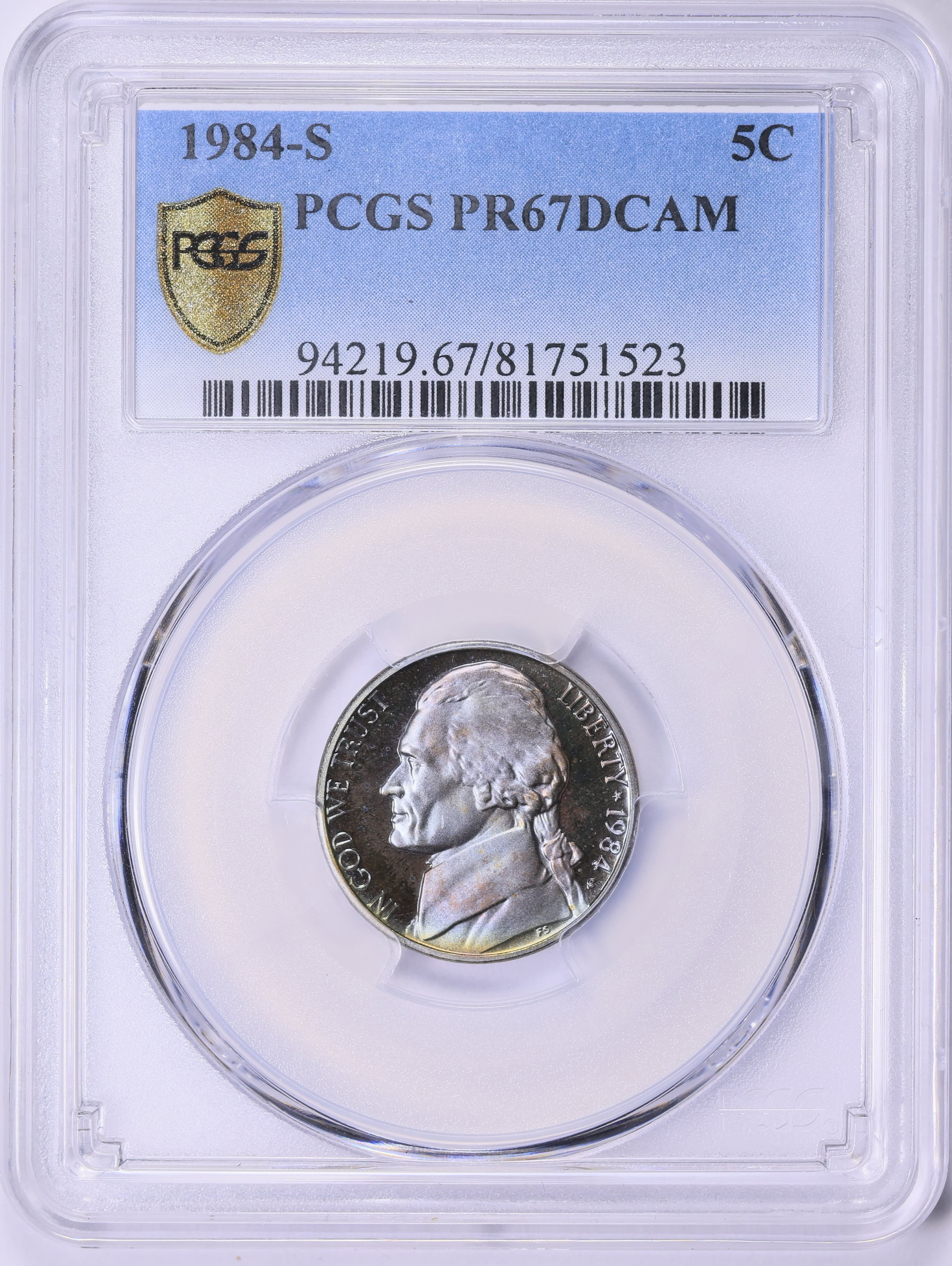 1984-S Jefferson Nickel PCGS Proof-67 DCAM (Toned) (Item 1885713 ...