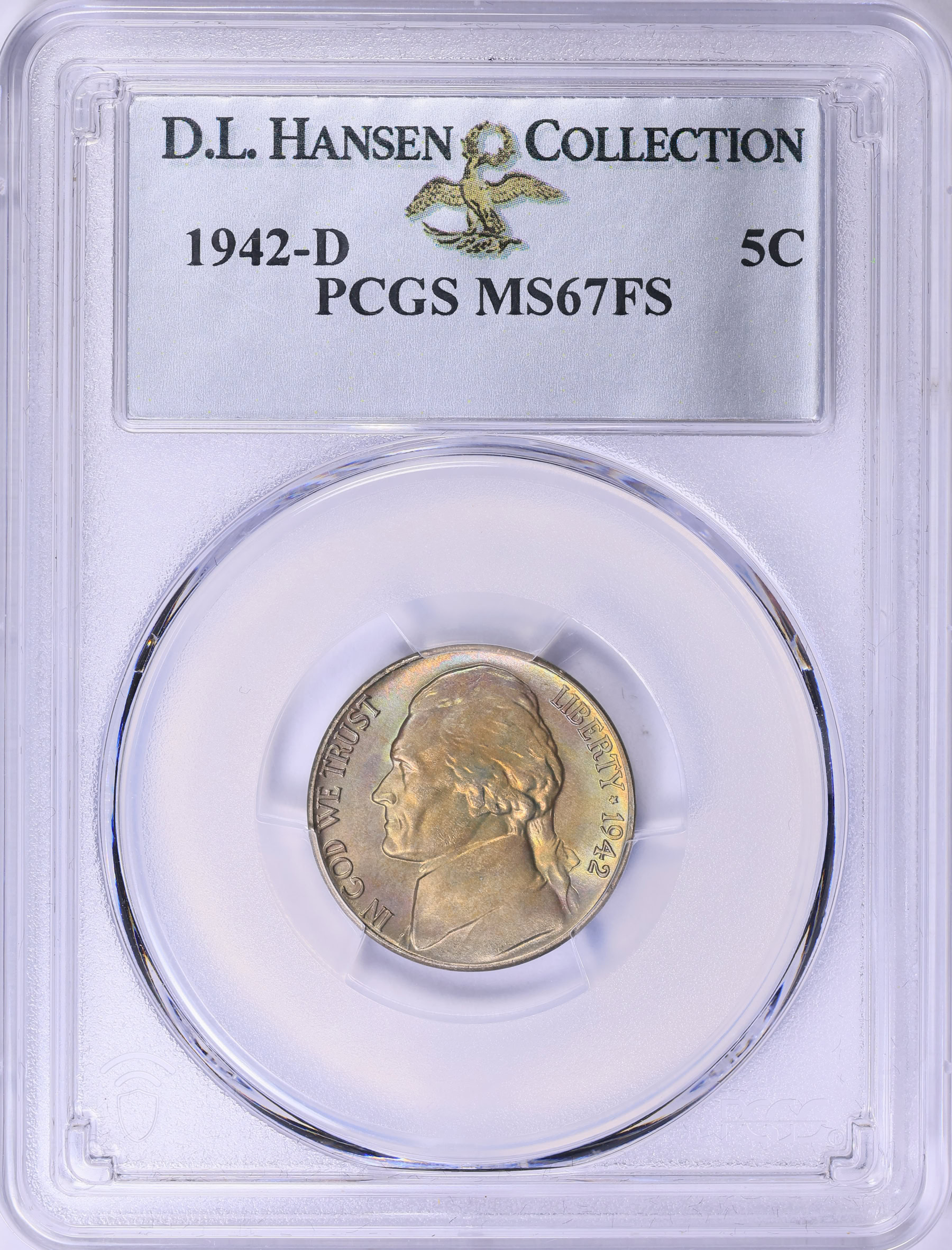 1942-D Jefferson Nickel PCGS MS-67 FS (D.L. Hansen Collection)(Toned ...