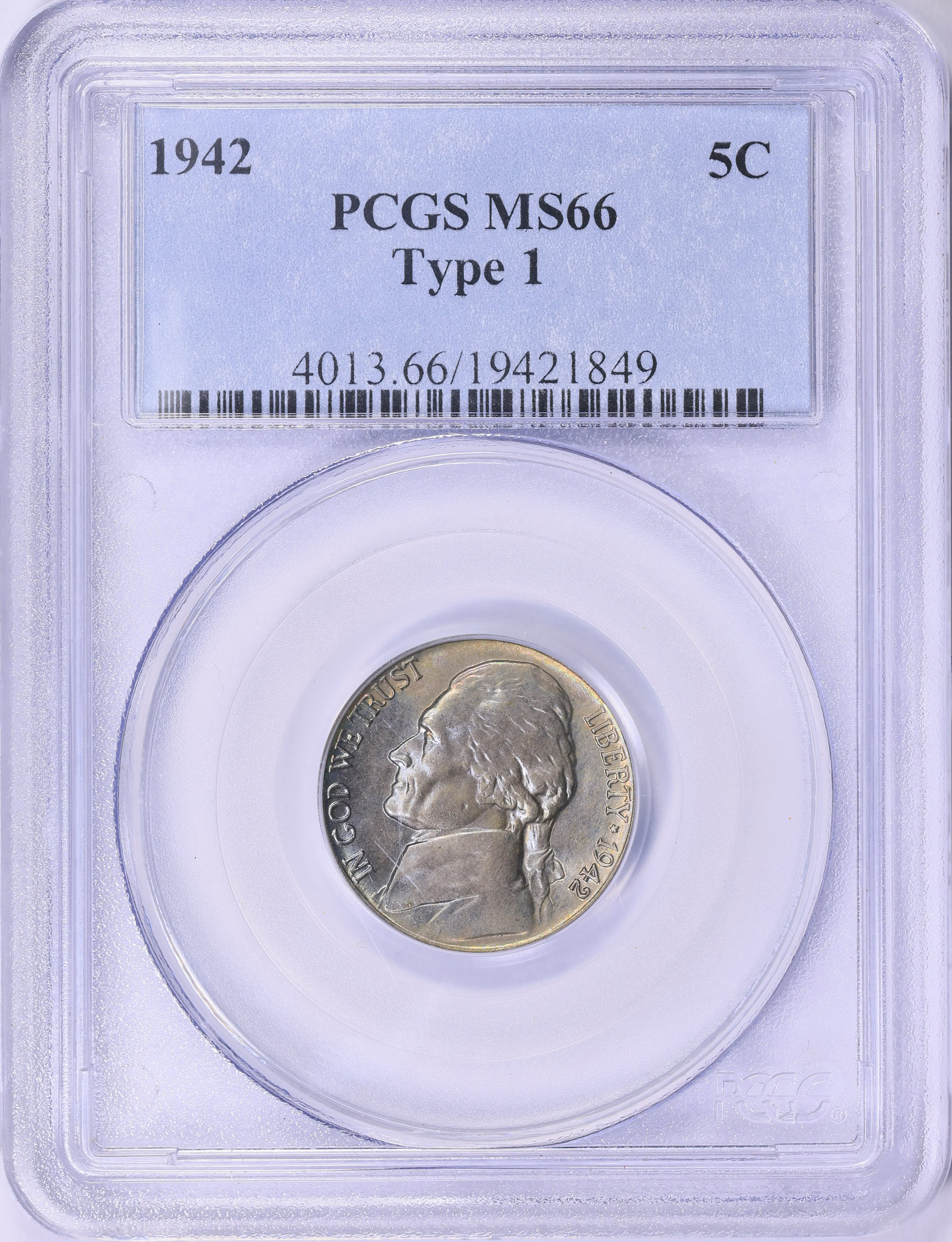 1942 Jefferson Nickel Type 1 PCGS MS-66 (Toned) (Item 1885792 ...