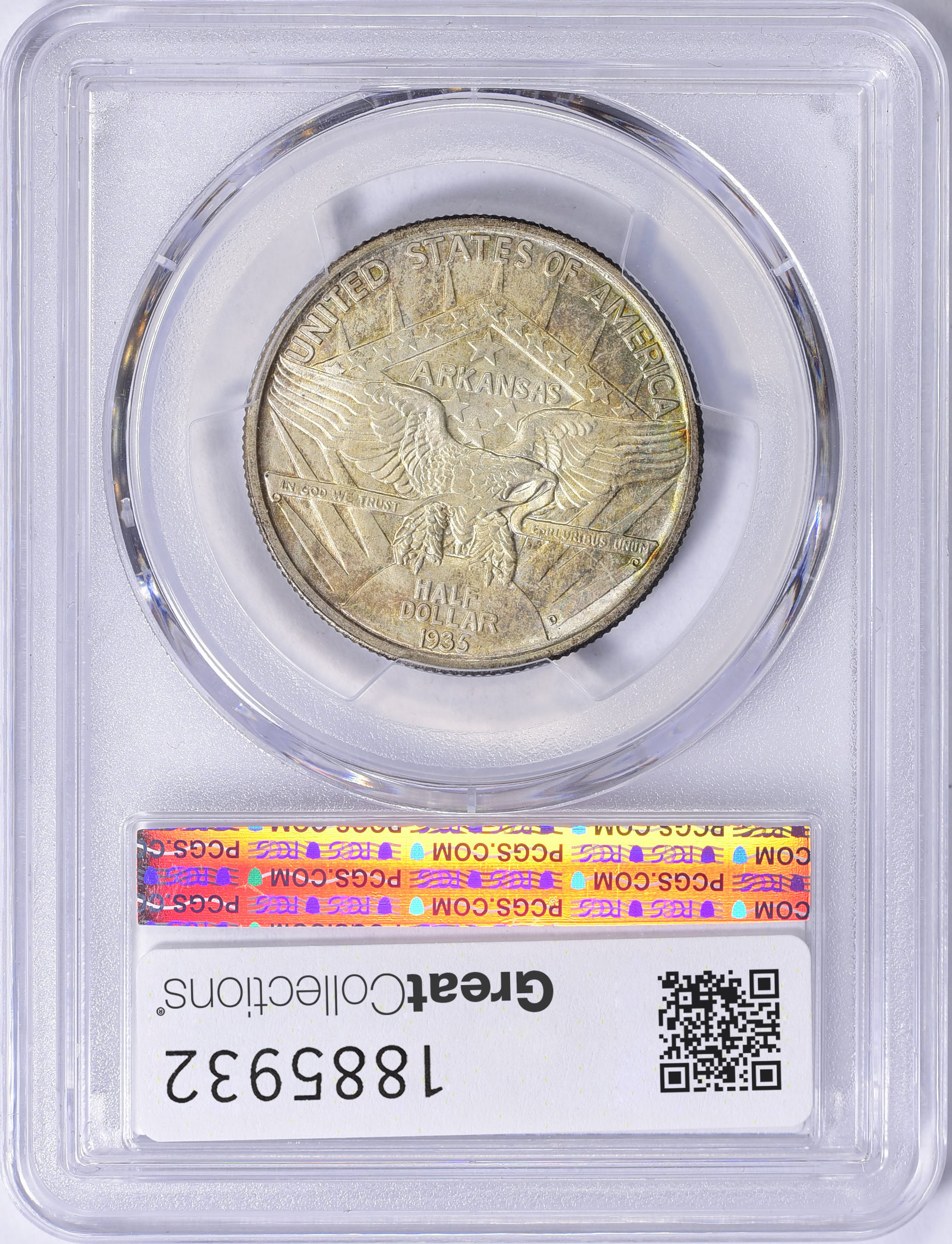1935-D Arkansas Centennial Half Dollar PCGS MS-66+ (CAC Green) (Toned ...