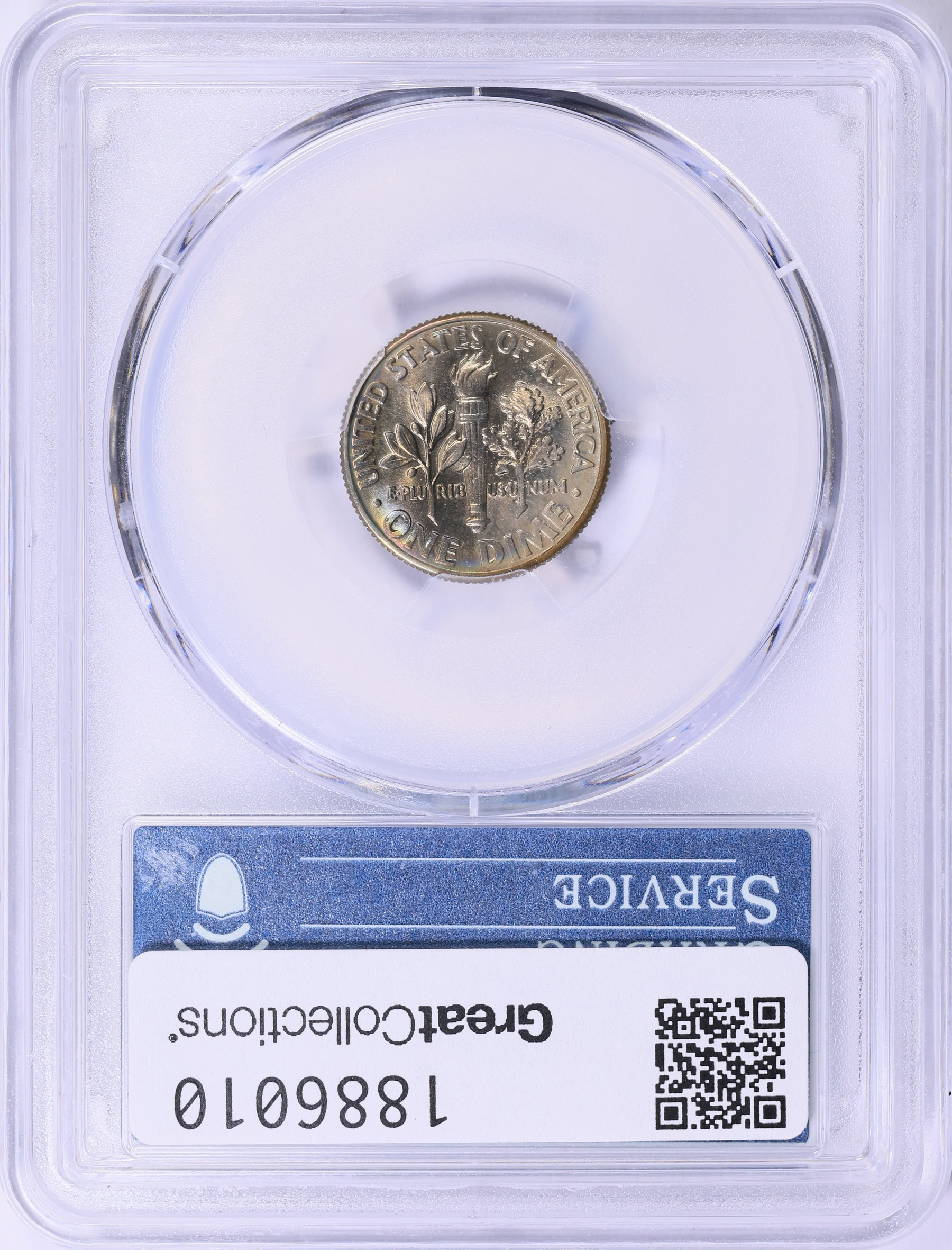 1986-D Roosevelt Dime PCGS MS-67+ (OGH 35th Anniversary Label) (Toned ...
