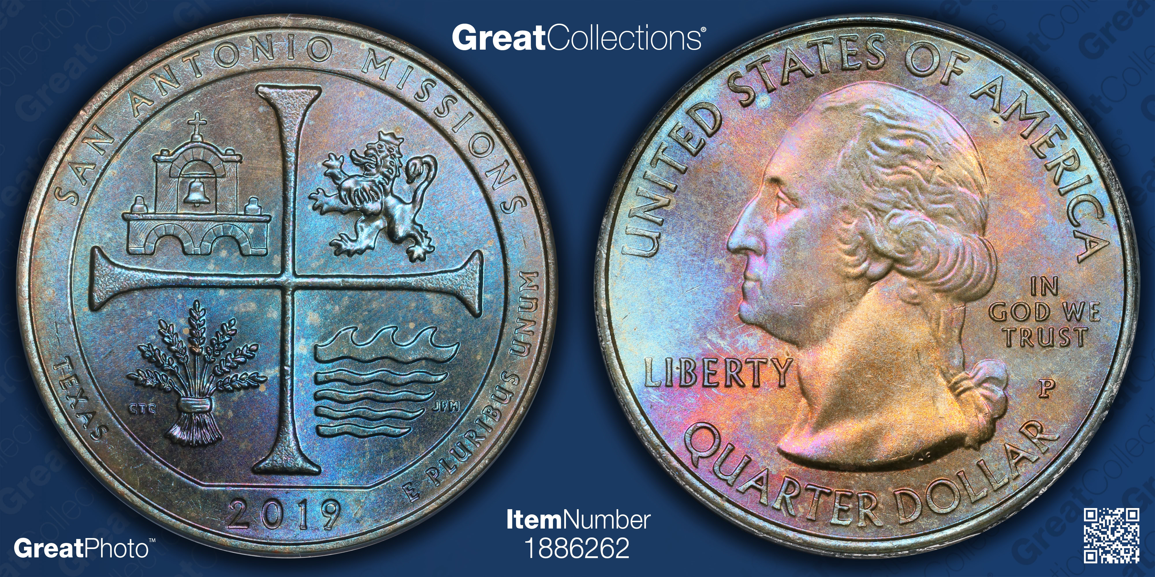2019-P America the Beautiful Quarter San Antonio Missions National Park ...