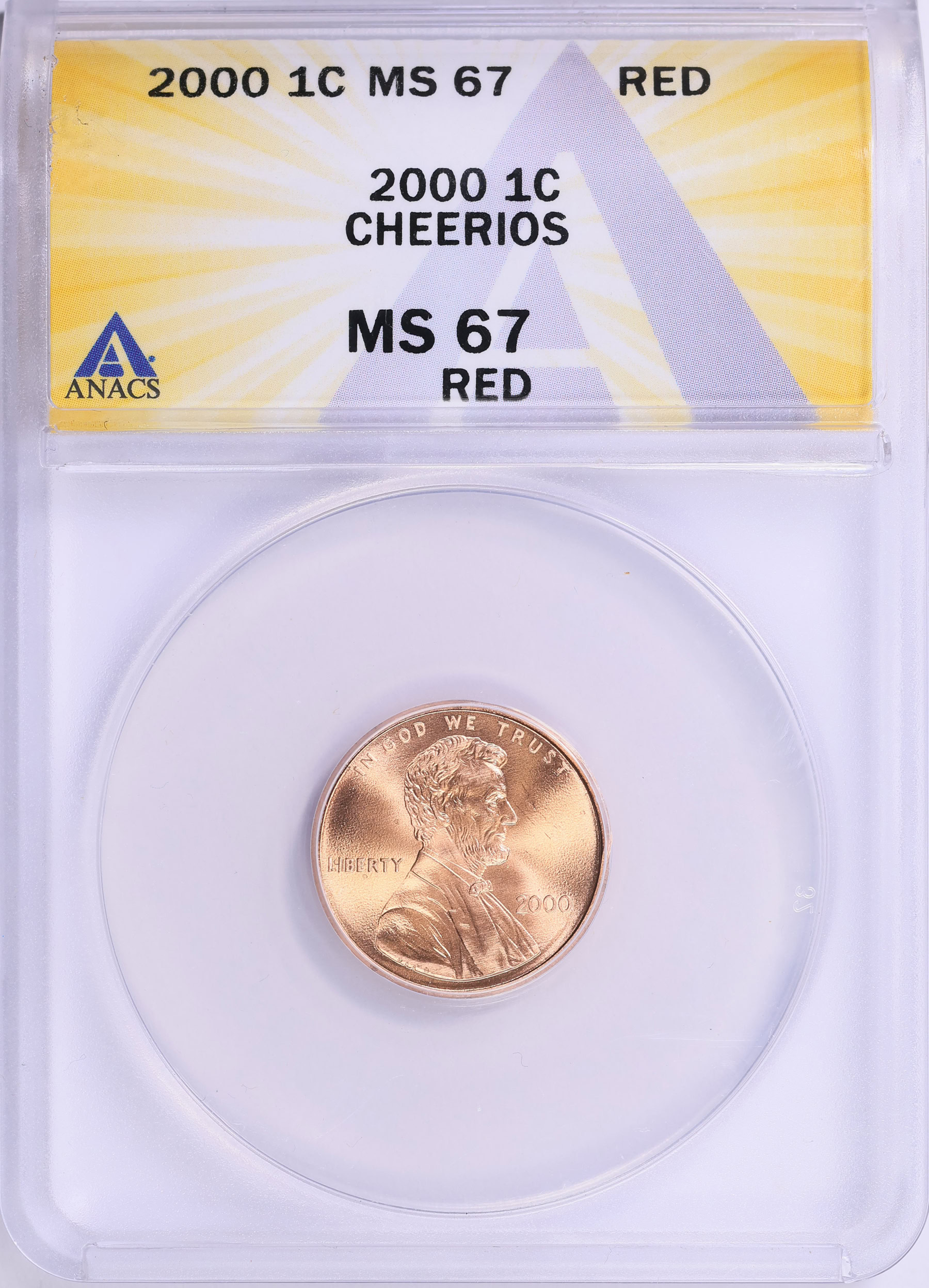 2000 Lincoln Cent From Cheerios Promotion ANACS MS-67 RD (Item 1886270 ...