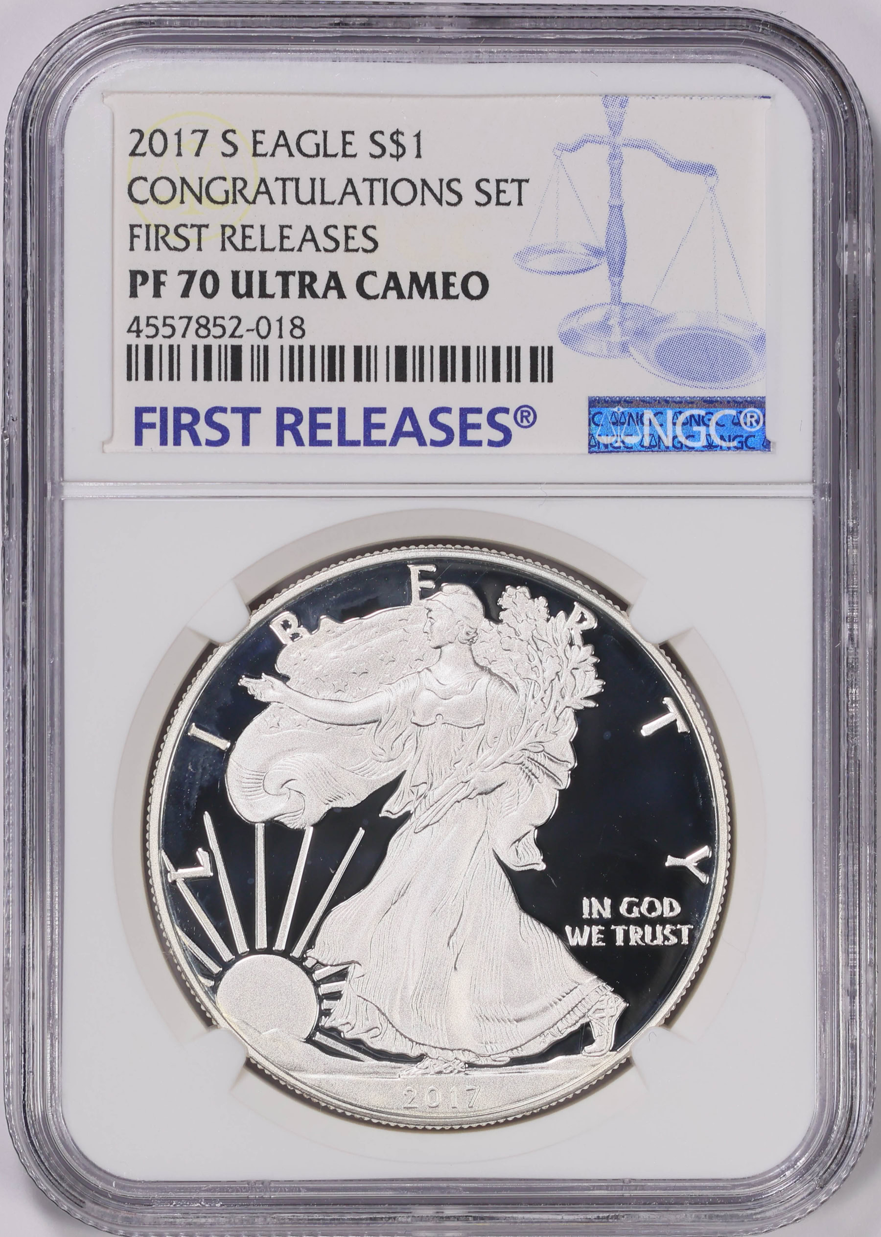 2017-S $1 Silver Eagle First Releases (From the Congratulations Set) NGC Proof-70 UC (Item ...