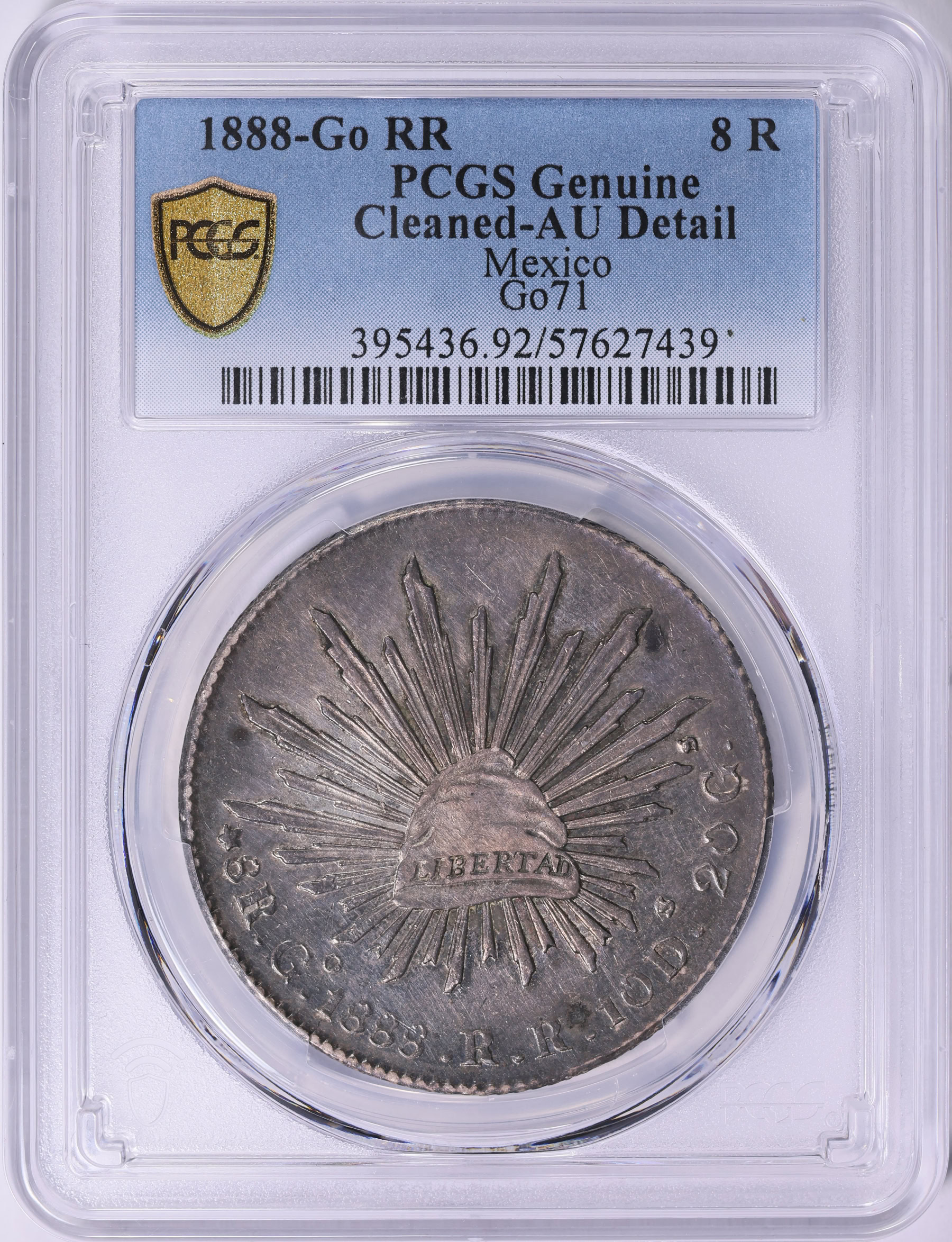 Mexico 1888-Go RR Silver 8 Reales KM-377.8 PCGS Genuine AU Details ...