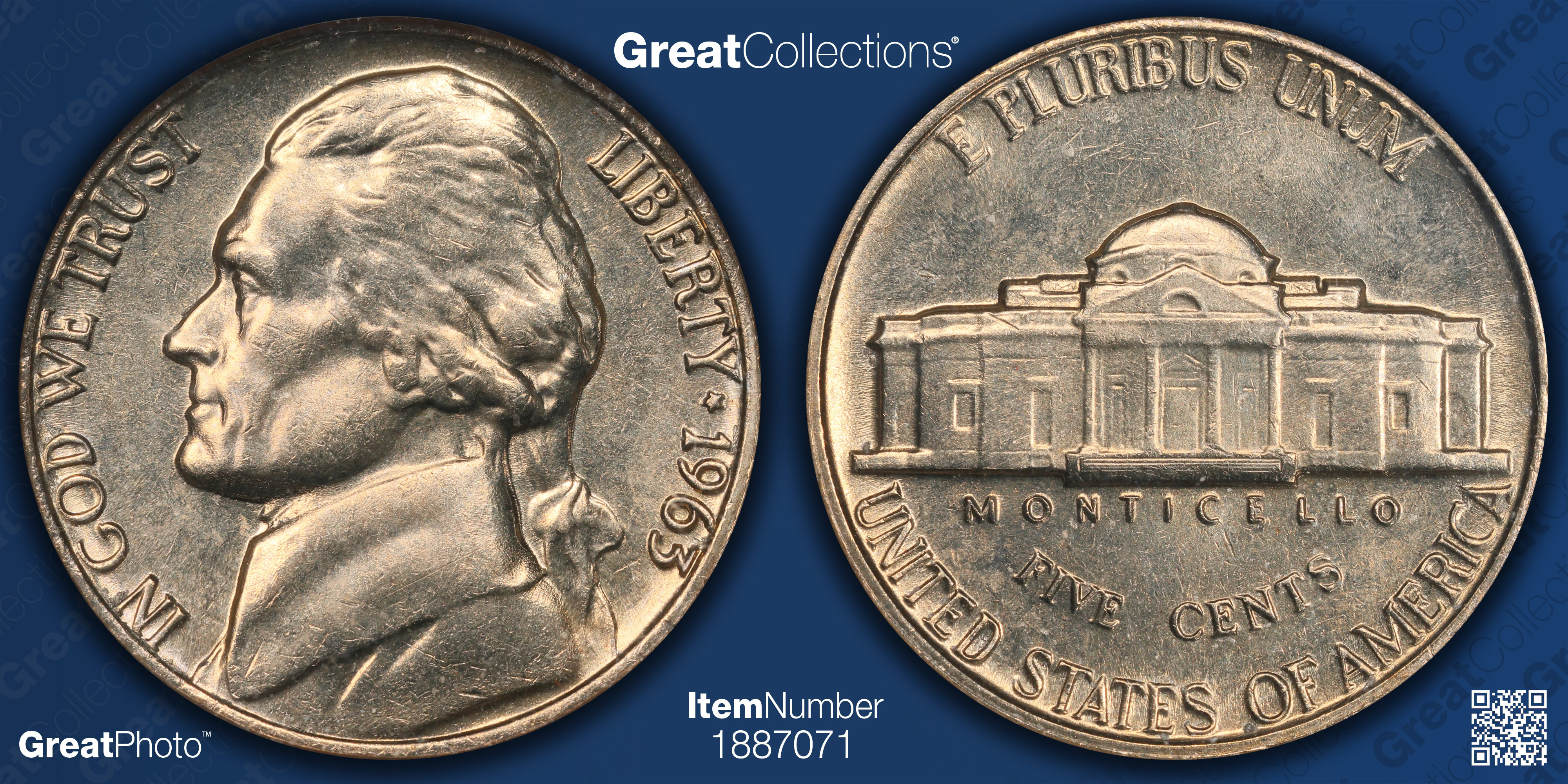 1963 Jefferson Nickel DDR Die 3 ANACS MS-65 OH | ANACS Cert #287094 ...