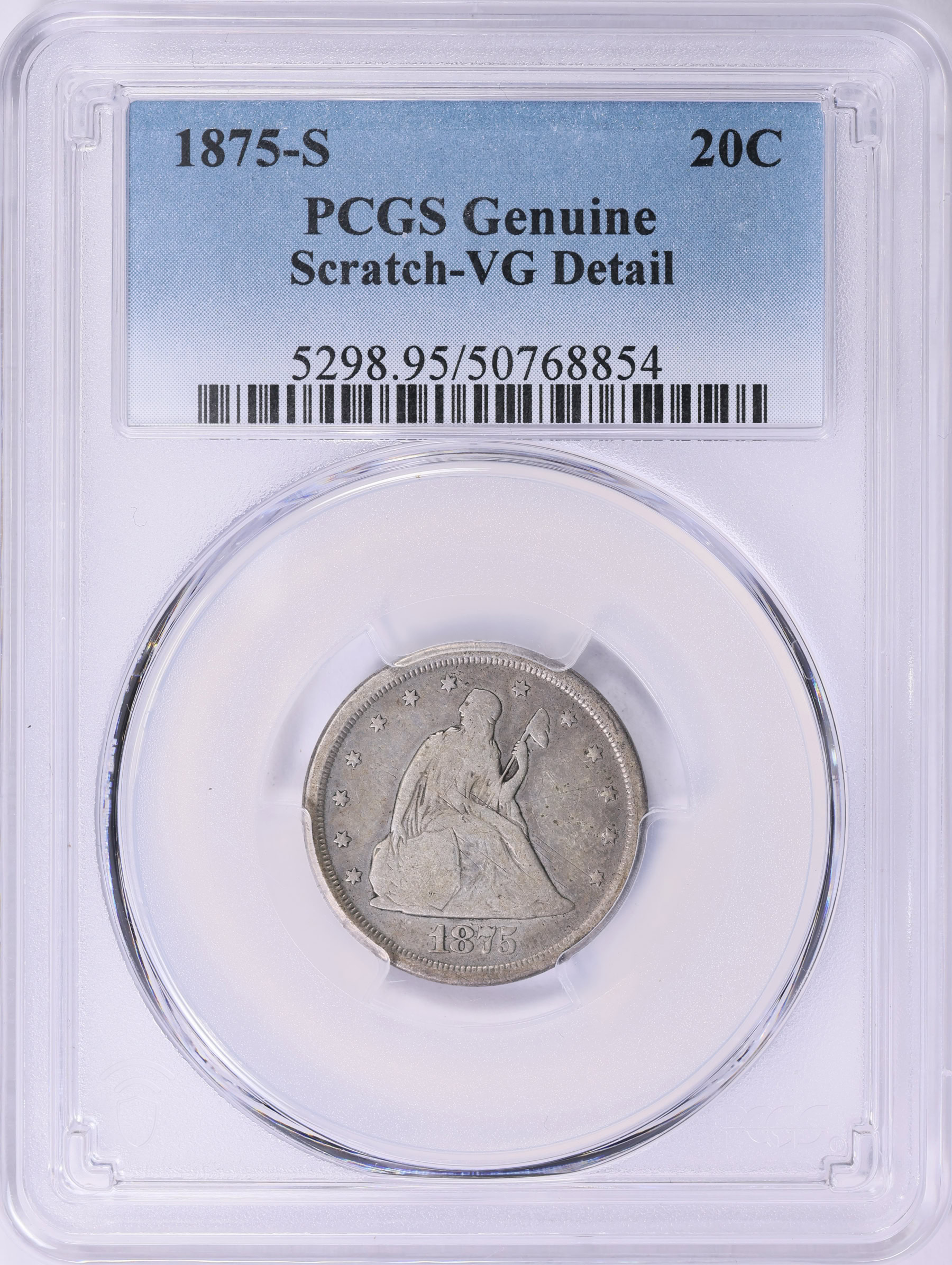 1875-S Twenty-Cent Piece PCGS Genuine VG Details (Item 1887108) | GreatCollections Coin Auctions