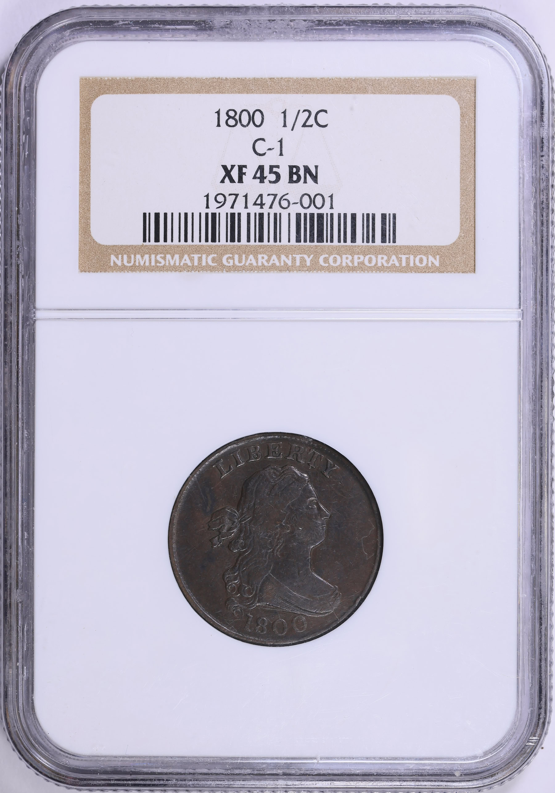 1800 Draped Bust Half Cent Cohen 1 NGC XF-45 BN (Item 1887161 ...