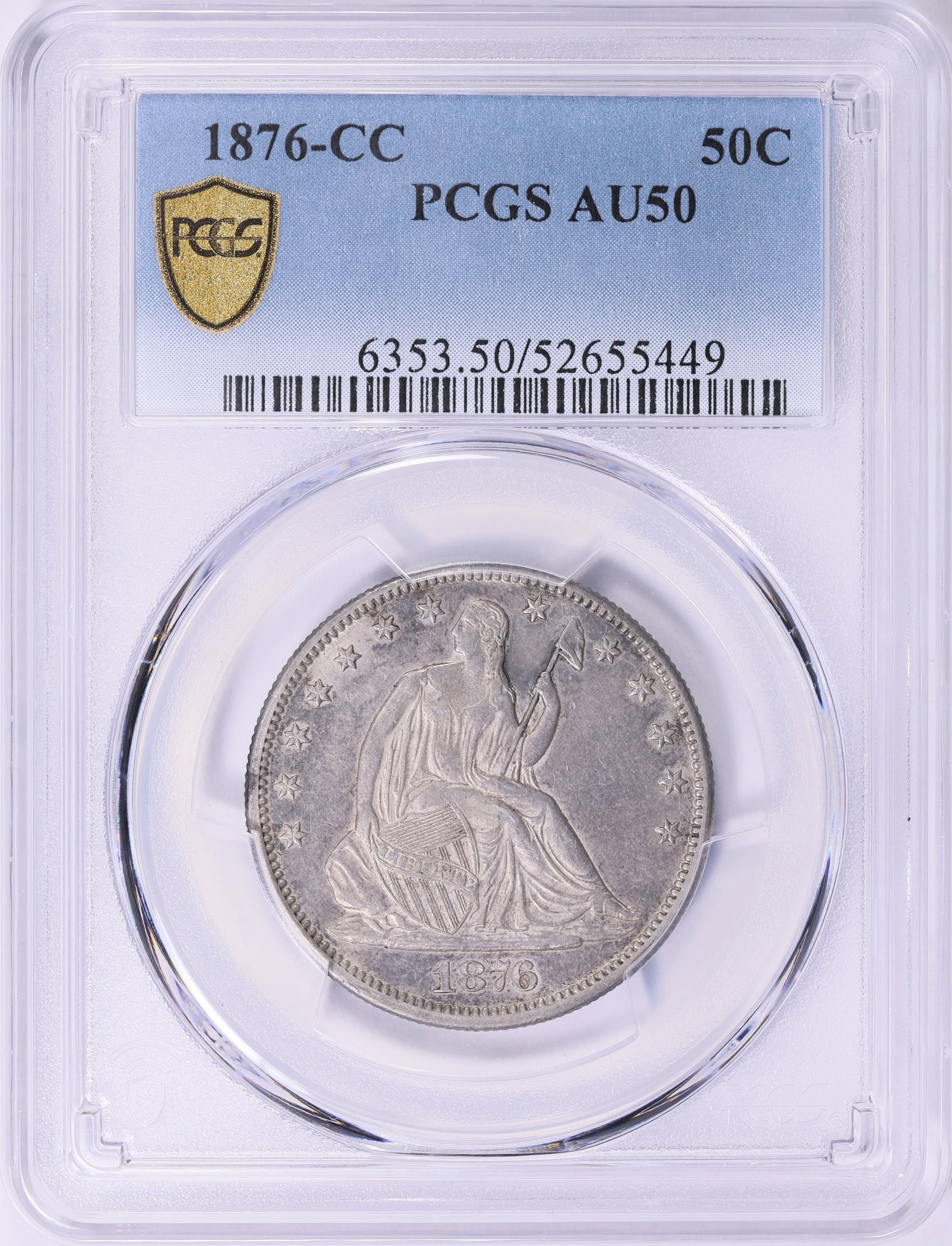 1876-CC Seated Liberty Half Dollar PCGS AU-50 (Item 1887190) | GreatCollections Coin Auctions