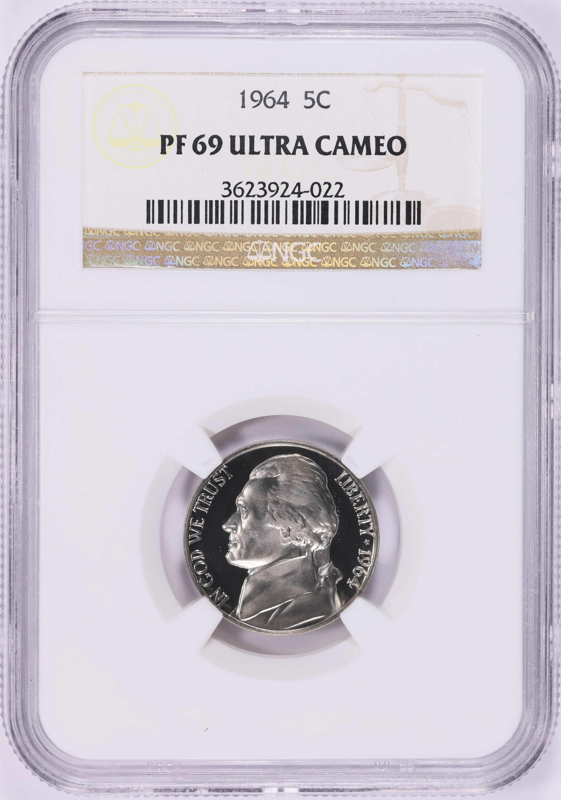 1964 Jefferson Nickel NGC Proof-69 UC (Item 1887290) | GreatCollections ...