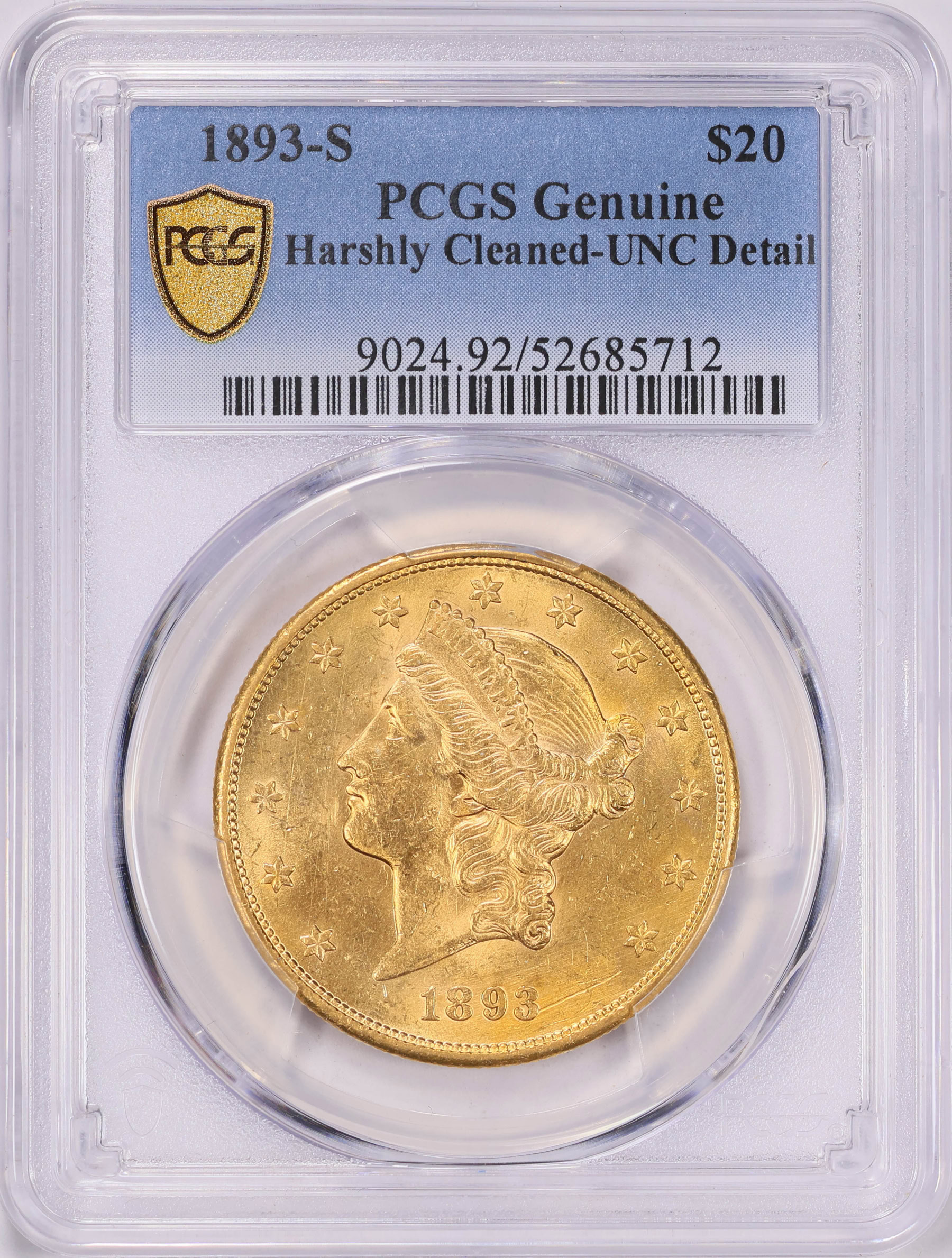1893-S Liberty Gold Double Eagle PCGS Genuine Unc Details (Item 1887334) | GreatCollections Coin ...