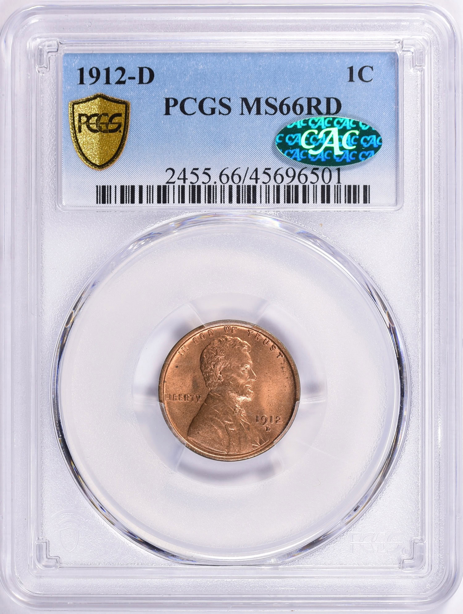 1912-D Lincoln Cent PCGS MS-66 RD (CAC Green) (Item 1887445) | GreatCollections Coin Auctions