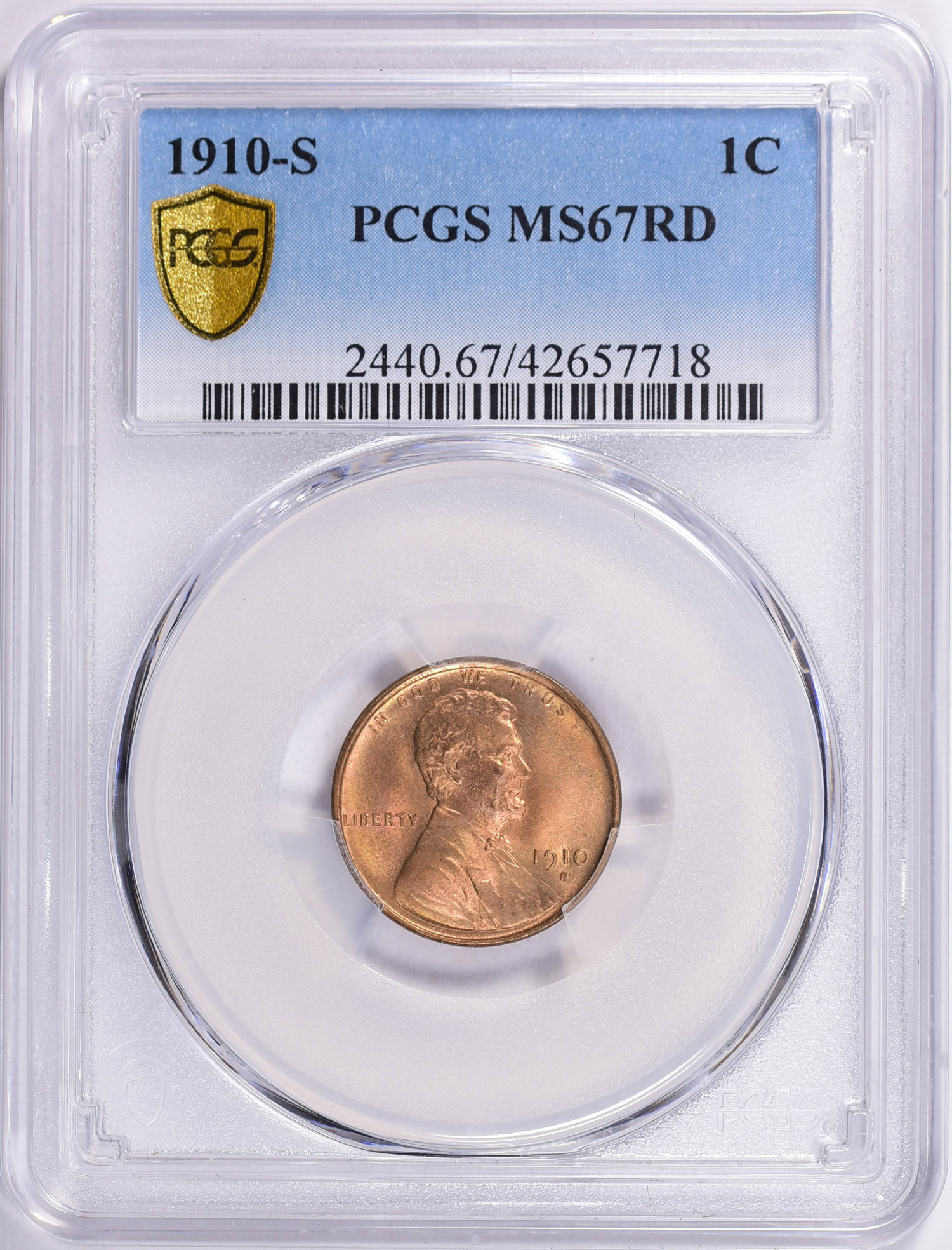 1910-S Lincoln Cent PCGS MS-67 RD (Item 1887457) | GreatCollections Coin Auctions