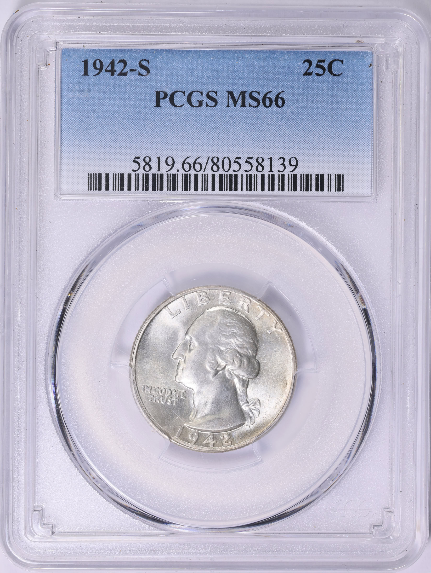 1942-S Washington Quarter PCGS MS-66 (Item 1887510) | GreatCollections Coin Auctions