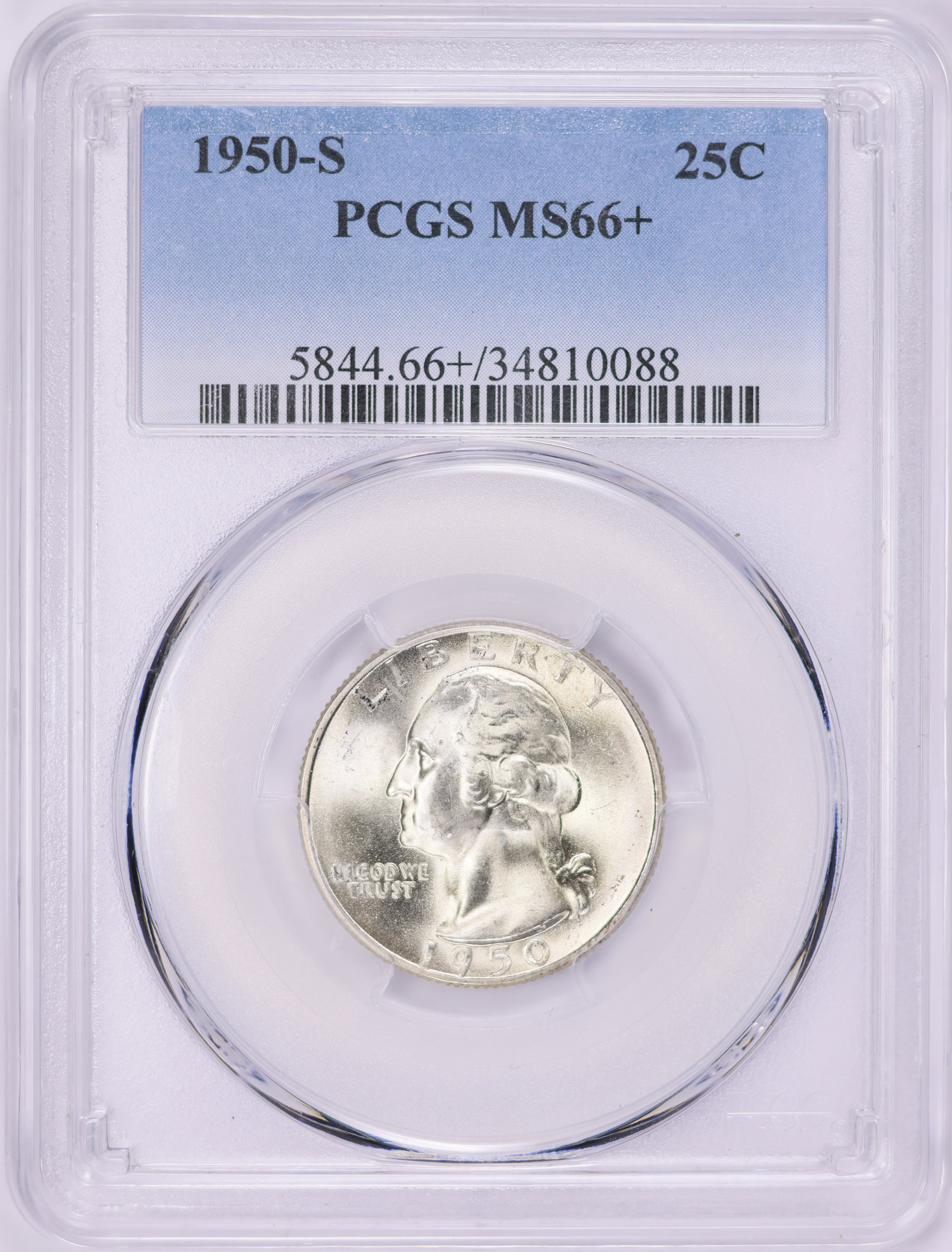 1950-S Washington Quarter PCGS MS-66+ (Item 1887534) | GreatCollections Coin Auctions