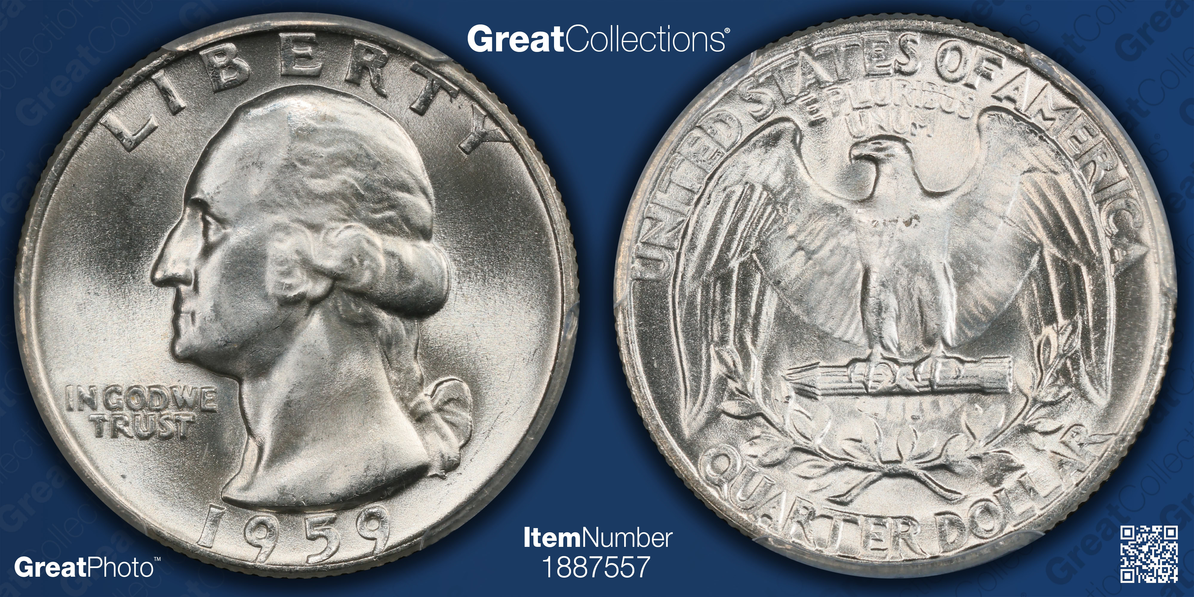 1959 Washington Quarter PCGS MS-66 (Item 1887557) | GreatCollections ...