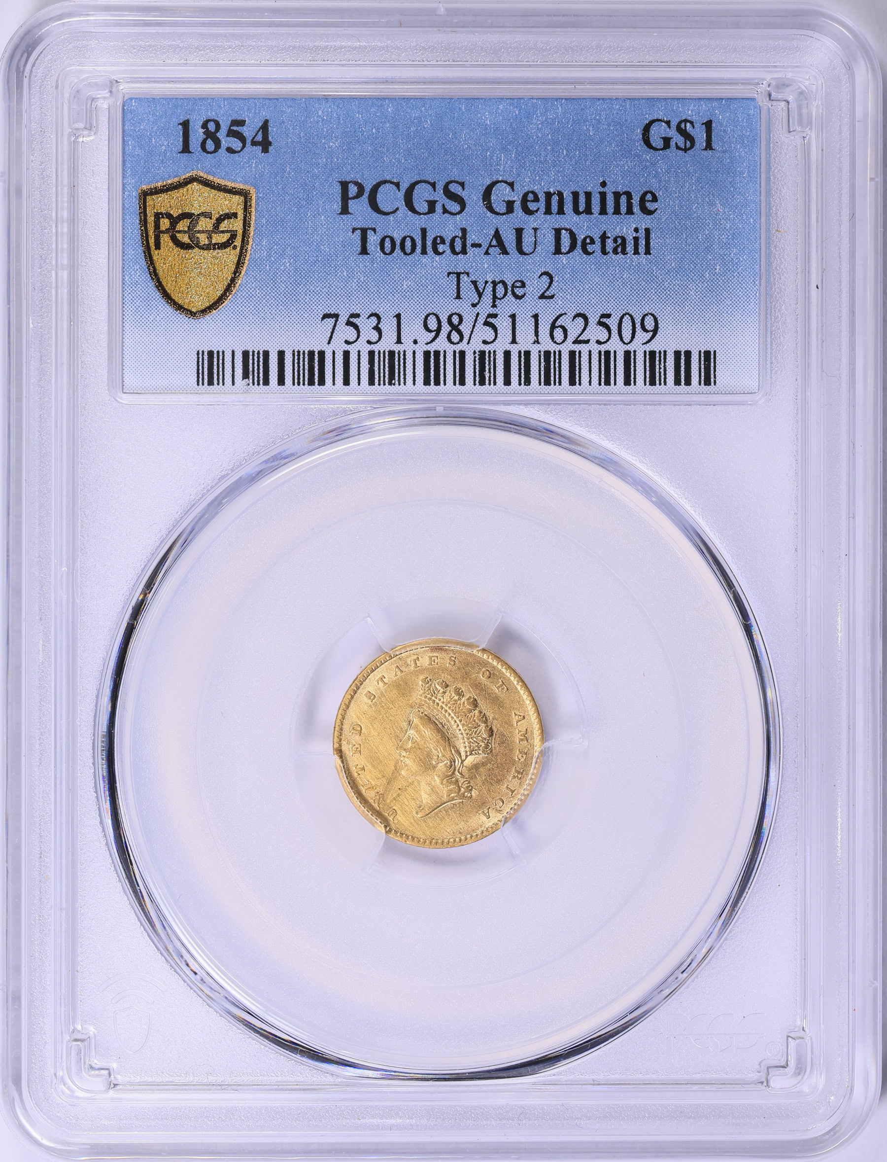 1854 Indian Princess Gold Dollar Type 2 PCGS Genuine AU Details (Item 1887605 ...