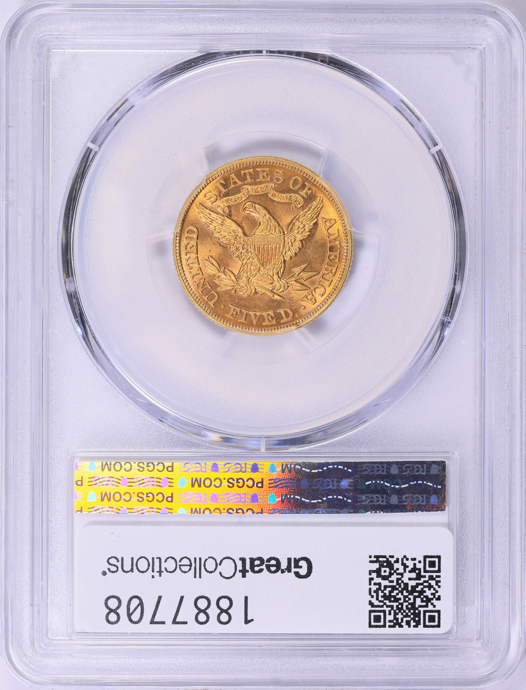 1878 Liberty Gold Half Eagle PCGS MS-64+ (CAC Green) (Toned) (Item 1887708) | GreatCollections ...