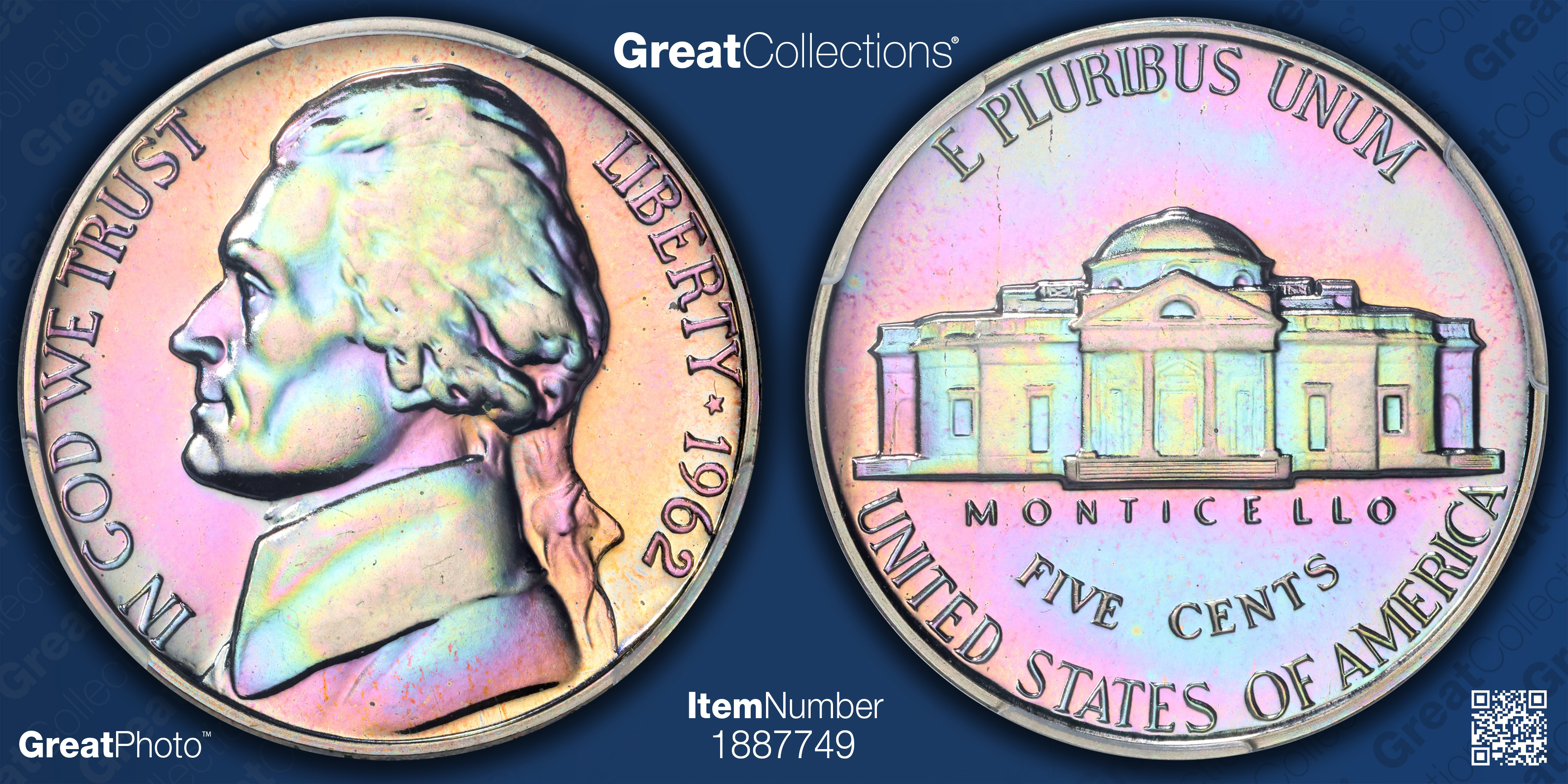 1962 Jefferson Nickel PCGS Proof-67 (Toned) (Item 1887749 ...