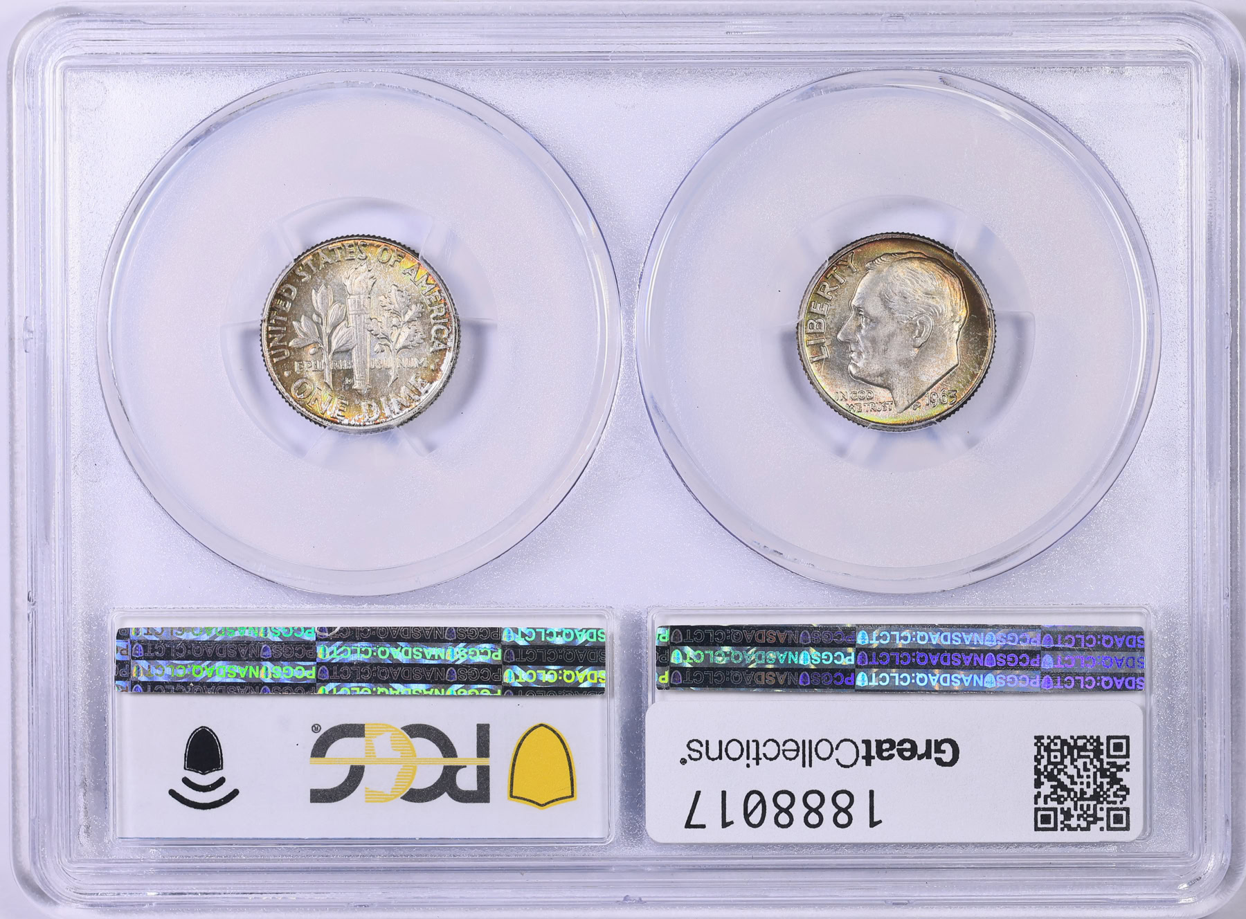 1963-D Roosevelt Dime PCGS MS-66 (2 Coins, MultiCoin Holder) (Toned ...
