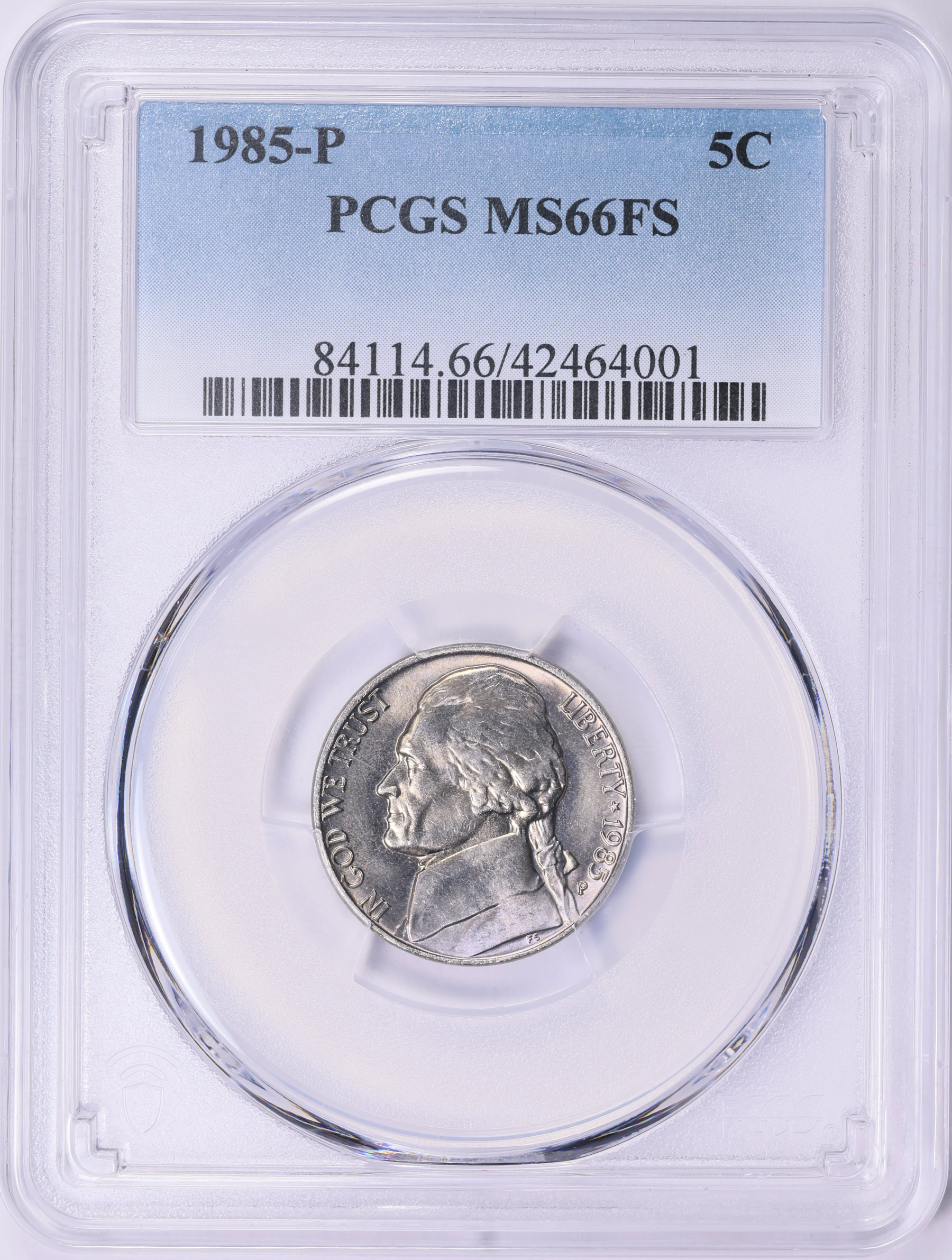 1985-P Jefferson Nickel PCGS MS-66 FS (Item 1888214) | GreatCollections ...