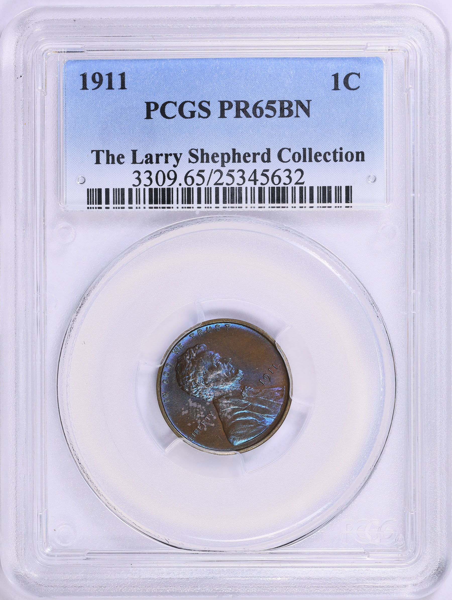 1911 Lincoln Cent PCGS Proof-65 BN (Toned) (The Larry Shepherd ...
