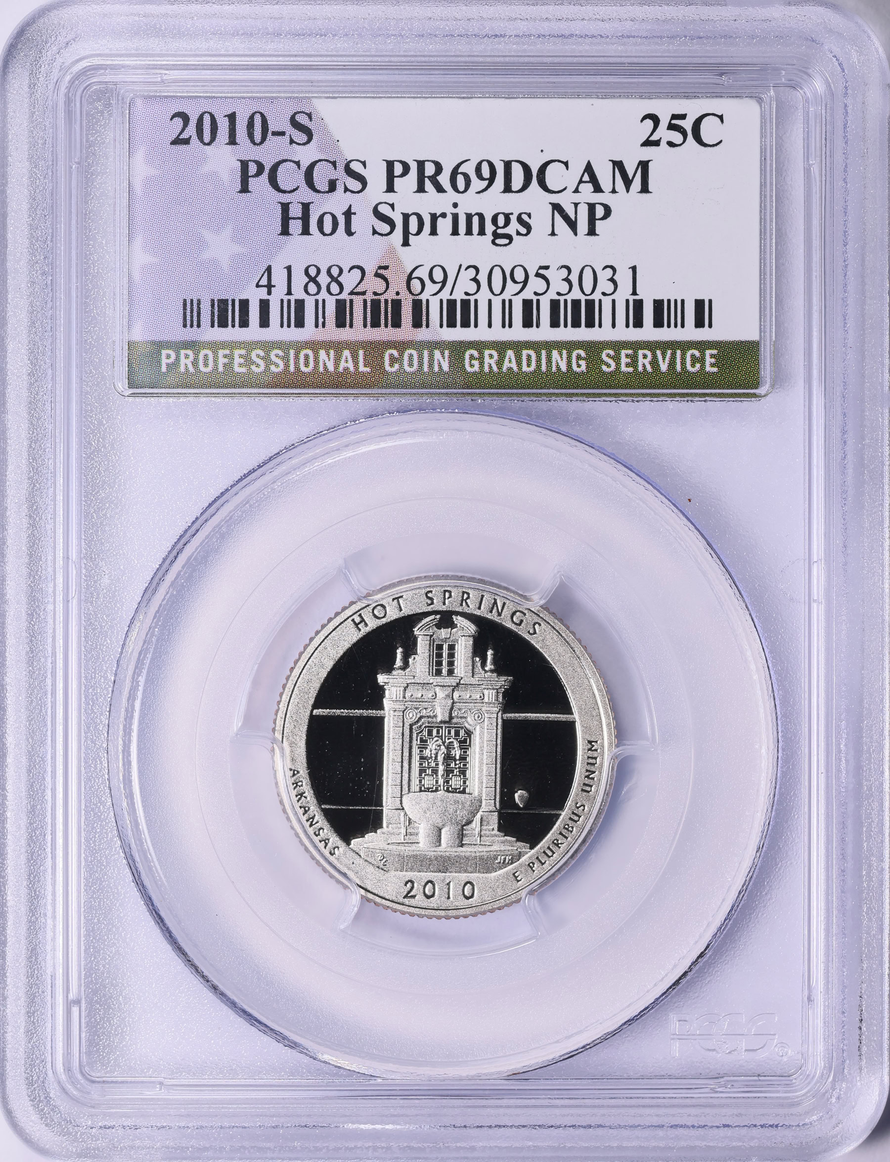 2010-S America the Beautiful Quarter Hot Springs PCGS Proof-69 DCAM ...