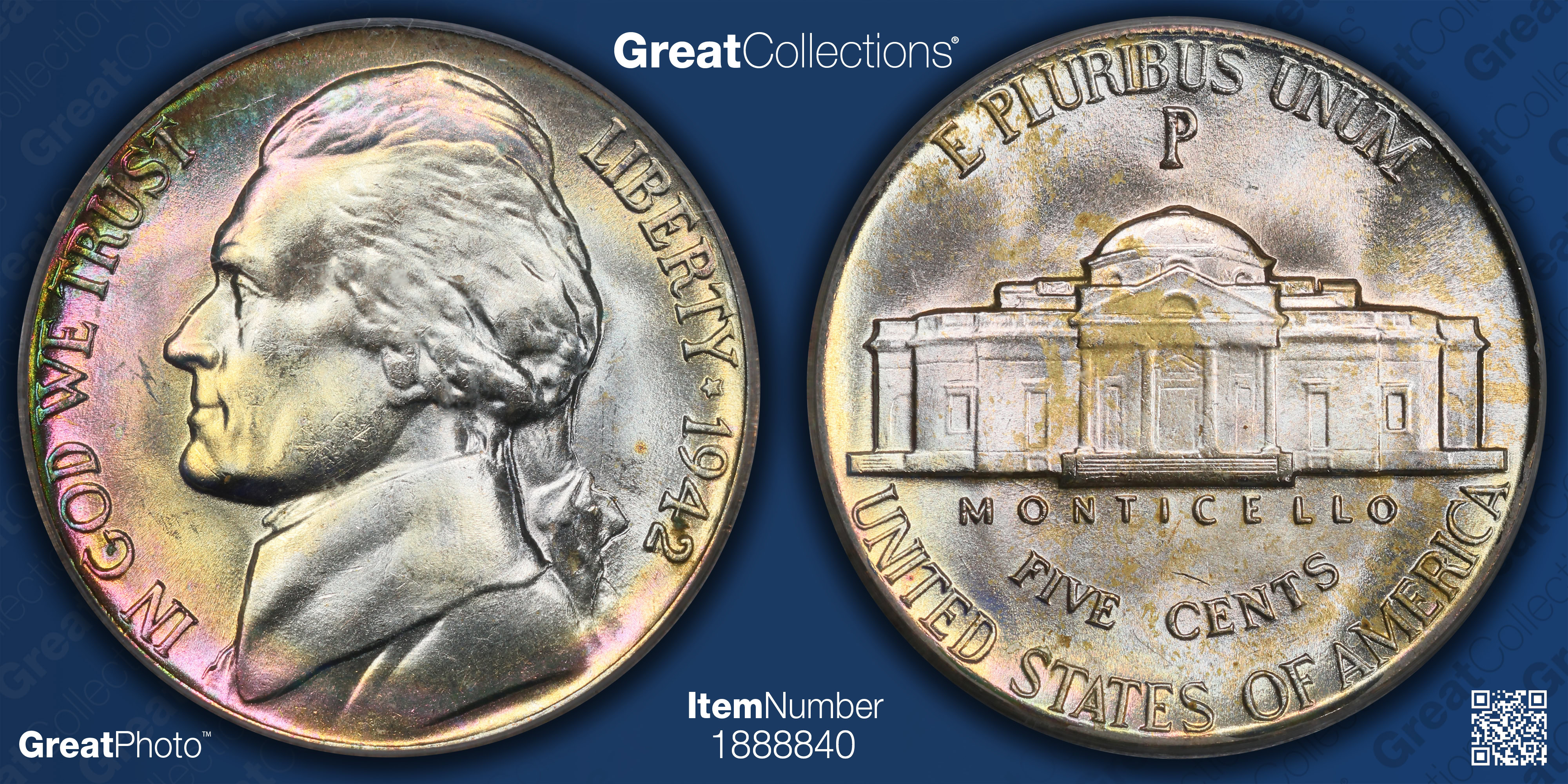 1942-P Jefferson Nickel Type 2 PCGS MS-66 (Toned) (Item 1888840 ...