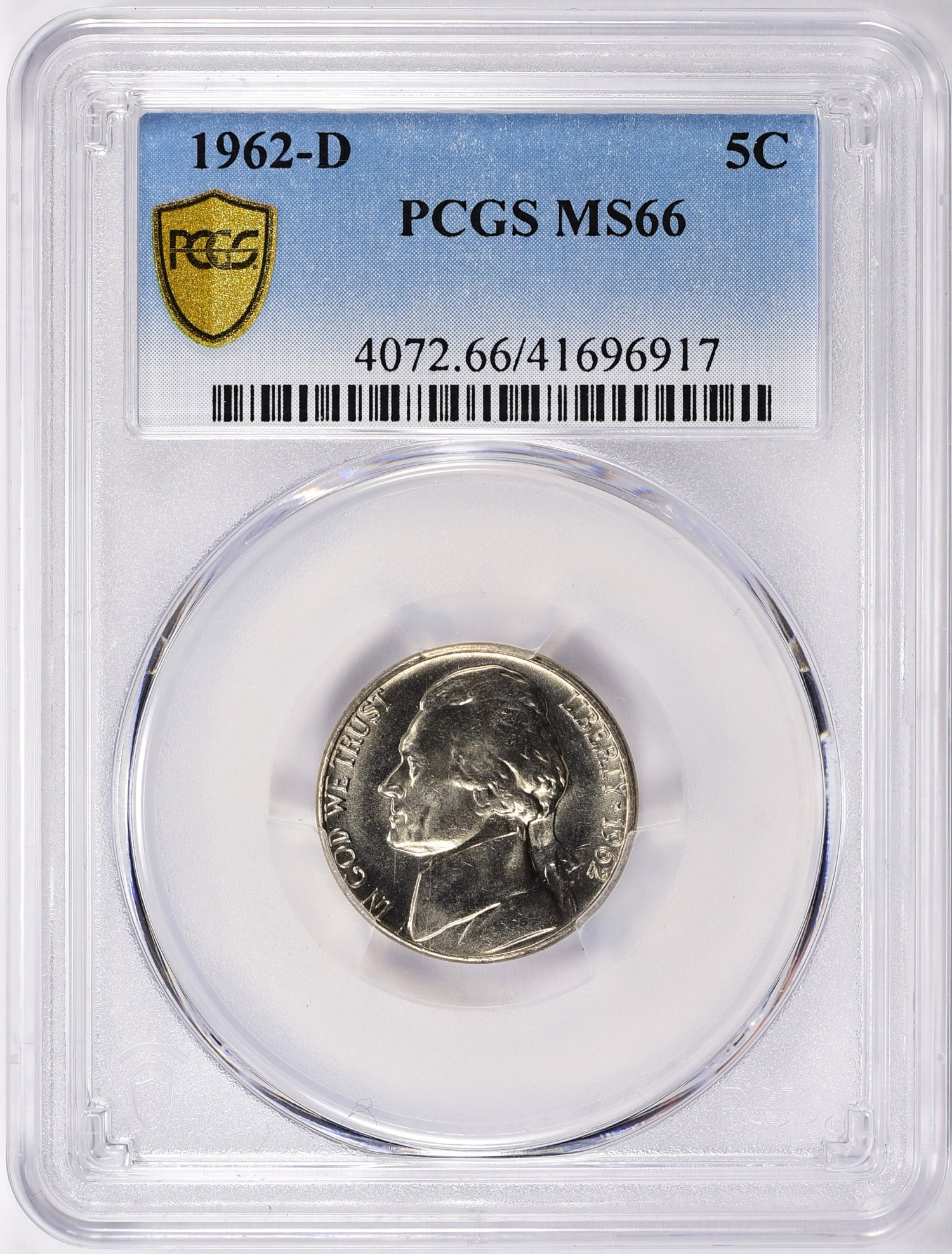 1962-D Jefferson Nickel PCGS MS-66 (Item 1888871) | GreatCollections ...