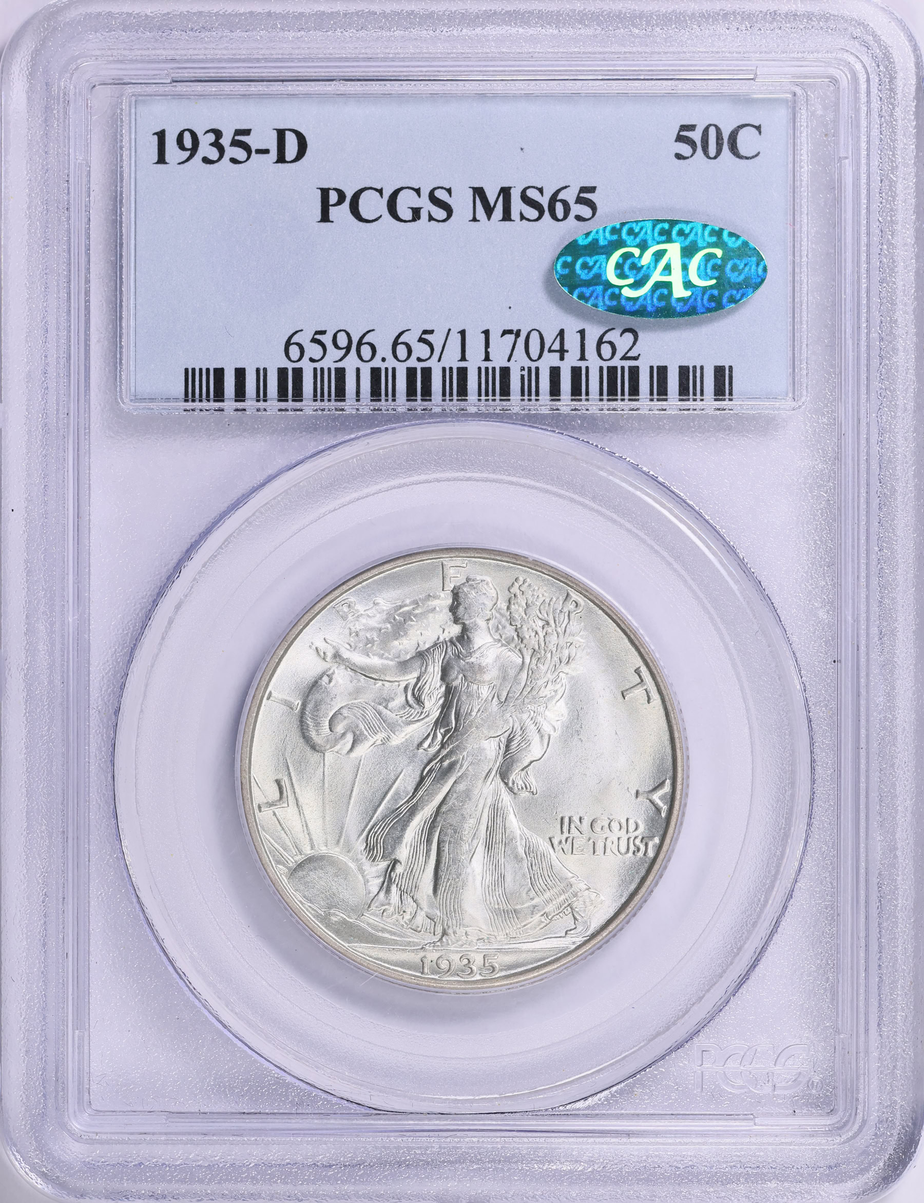 1935-D Walking Liberty Half Dollar PCGS MS-65 (CAC Green) (Item 1888993) | GreatCollections Coin ...