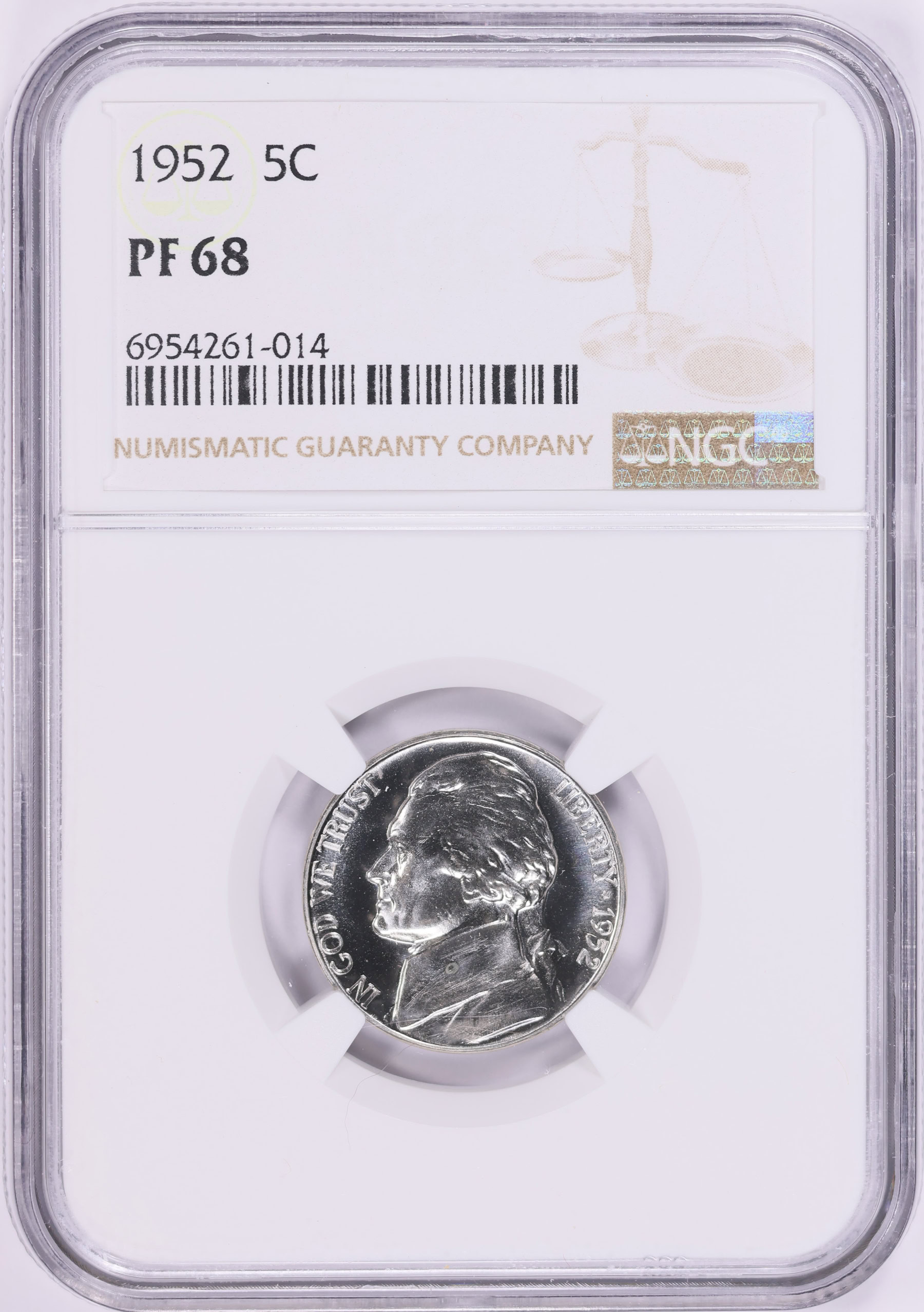 1952 Jefferson Nickel NGC Proof-68 (Item 1889023) | GreatCollections ...